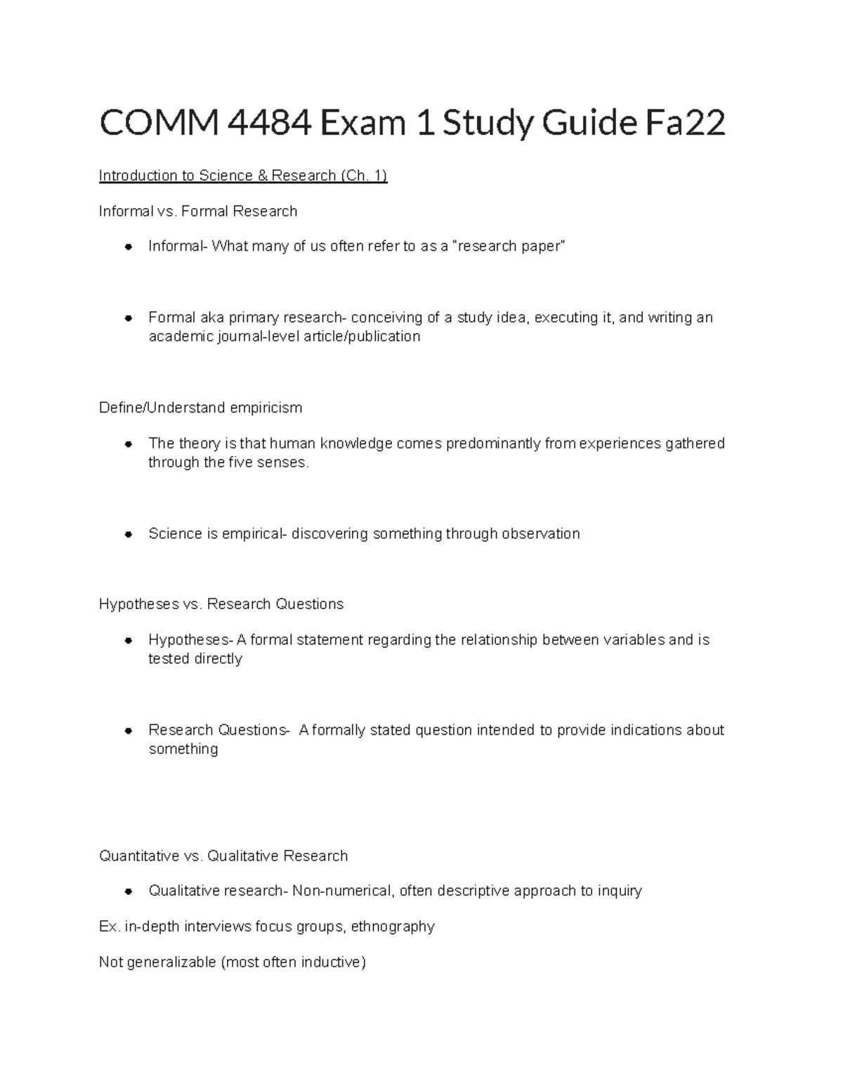 COMM 4484 Exam 1 Study Guide Fa22 - COMM 4484 Exam 1 Study Guide Fa ...