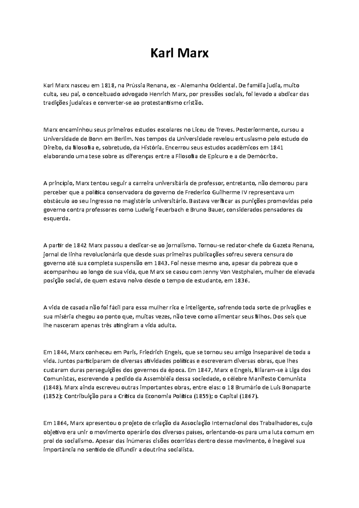 Karl Marx-Sociologia - Resumo sobre a historia de Karl Marx. - Karl ...