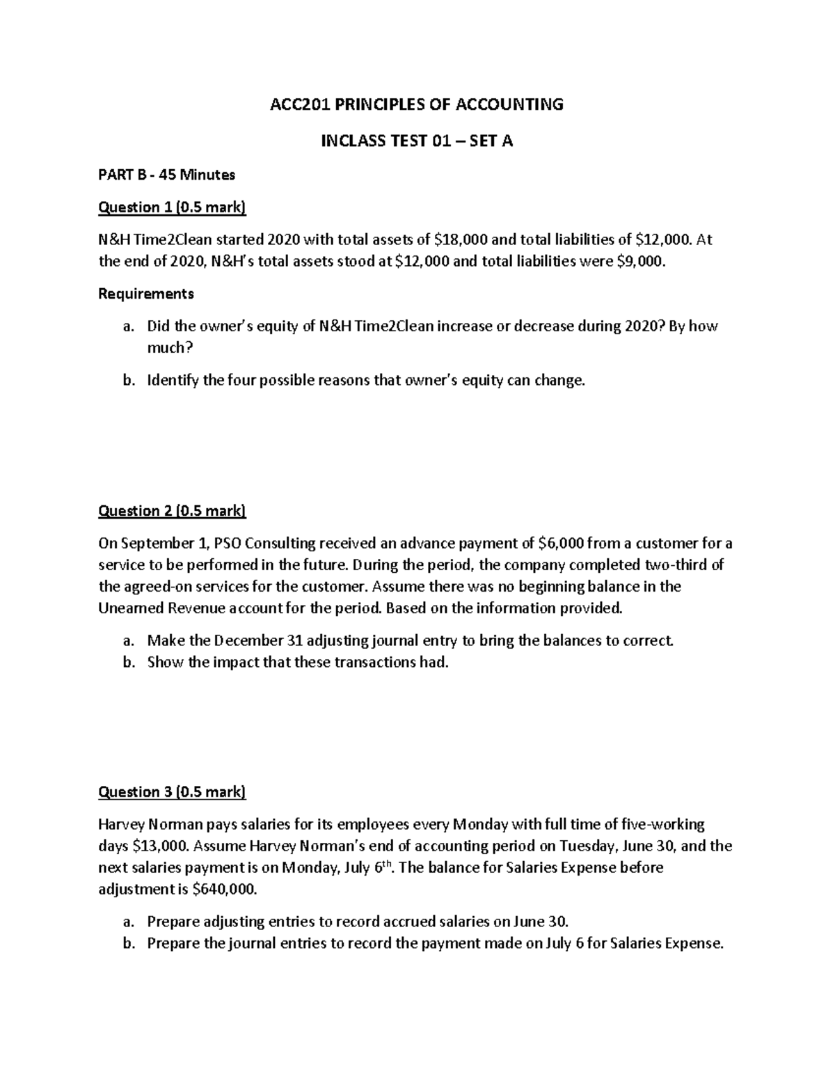 PART B - SET A (Odd groups - 1,3,5,7,9) - ACC201 PRINCIPLES OF ...