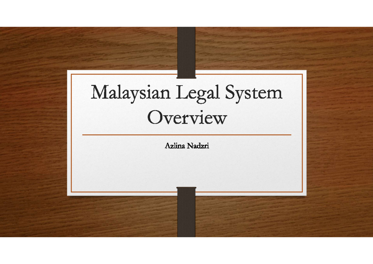Malaysian Legal System Overview - Studocu