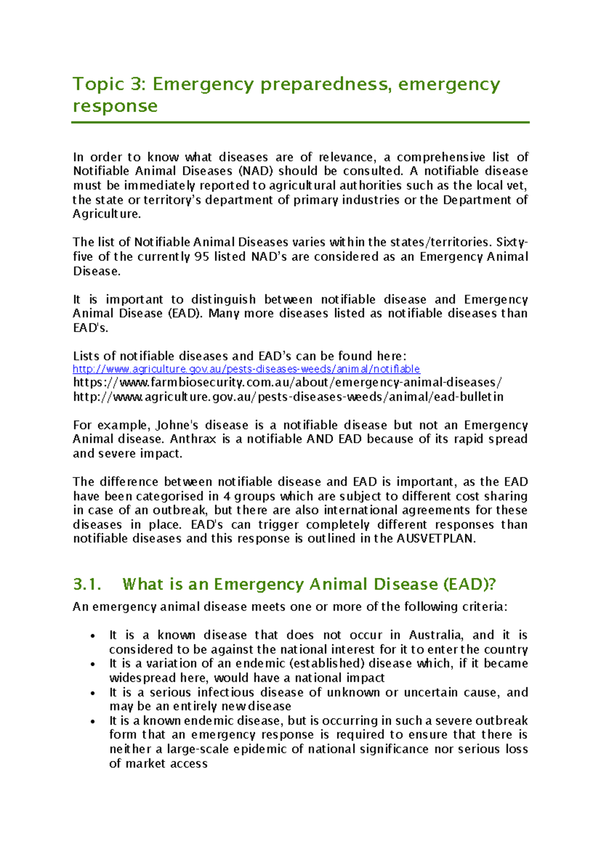 Topic 3 - to help other students - Topic 3 : Emergency preparedness ...
