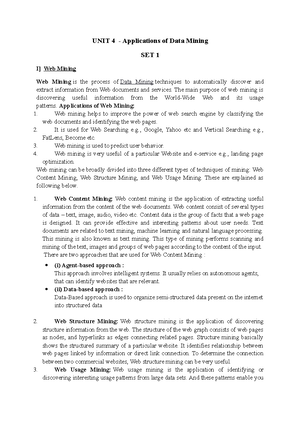 SET 1 Big Data Systems - UNIT 4 - UNIT 4 - Big Data Systems SET 2 I ...