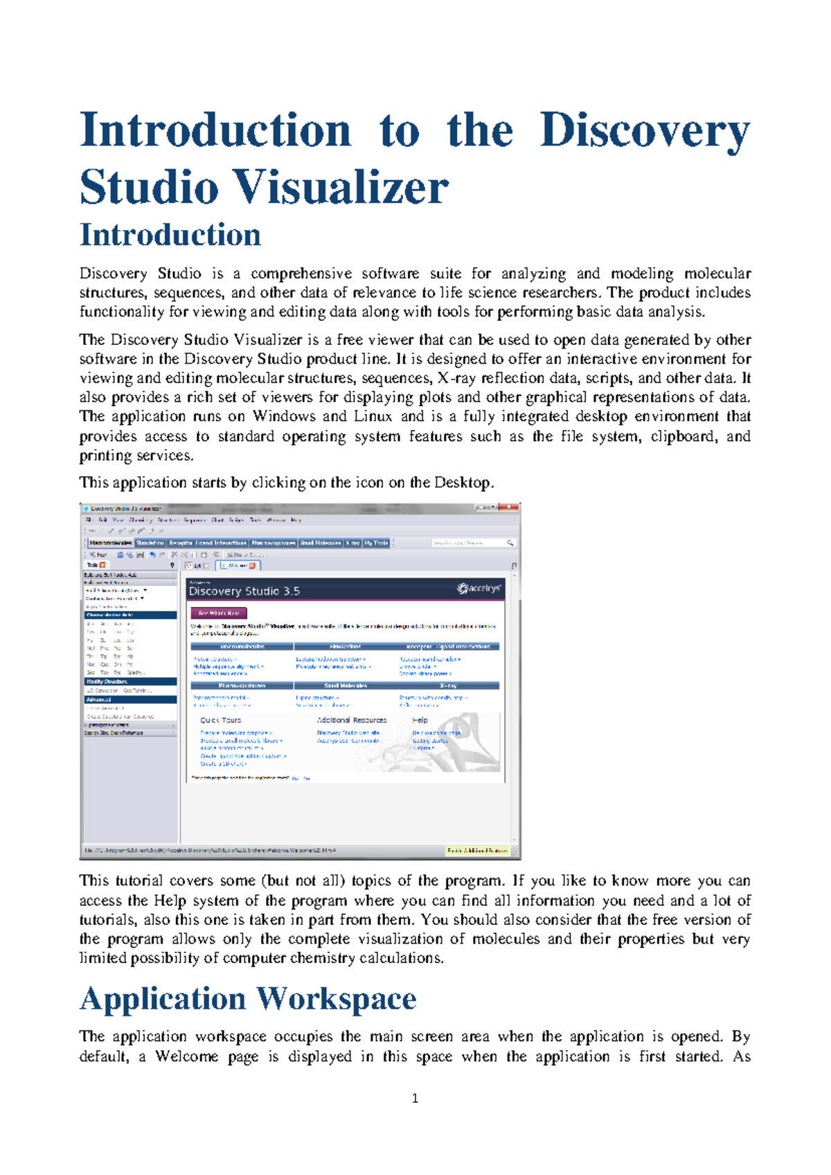 Tutorial 0 - aakfgkavljv ,ajgka - Introduction to the Discovery Studio Visualizer Introduction ...