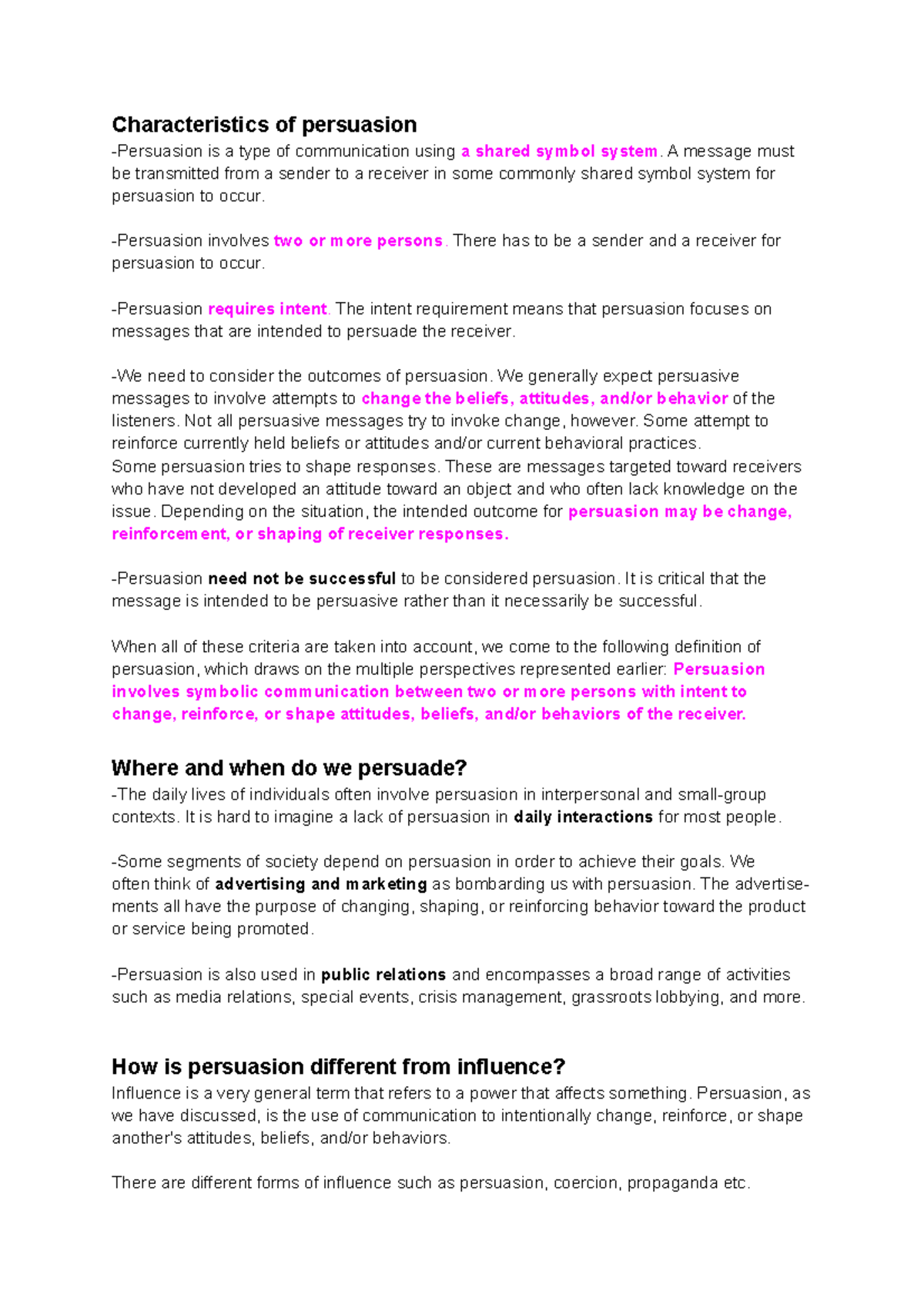 Lecture 1 - Donna Henson - Characteristics of persuasion -Persuasion is ...