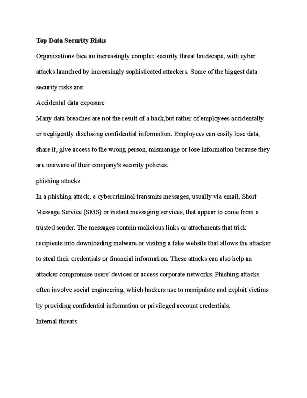 Top Data Security Risks - Some of the biggest data security risks are ...