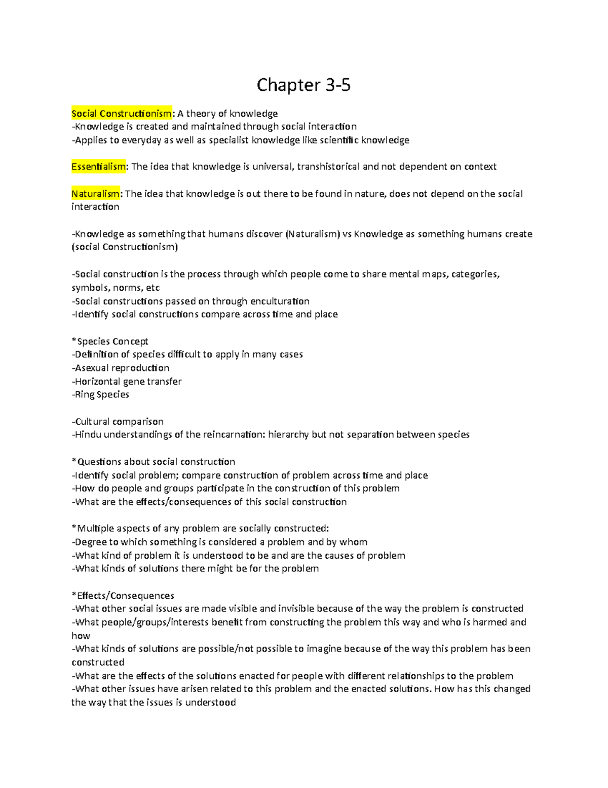 Chapter 3-5 - Chapter Social Constructionism: A theory of knowledge is created and maintained ...