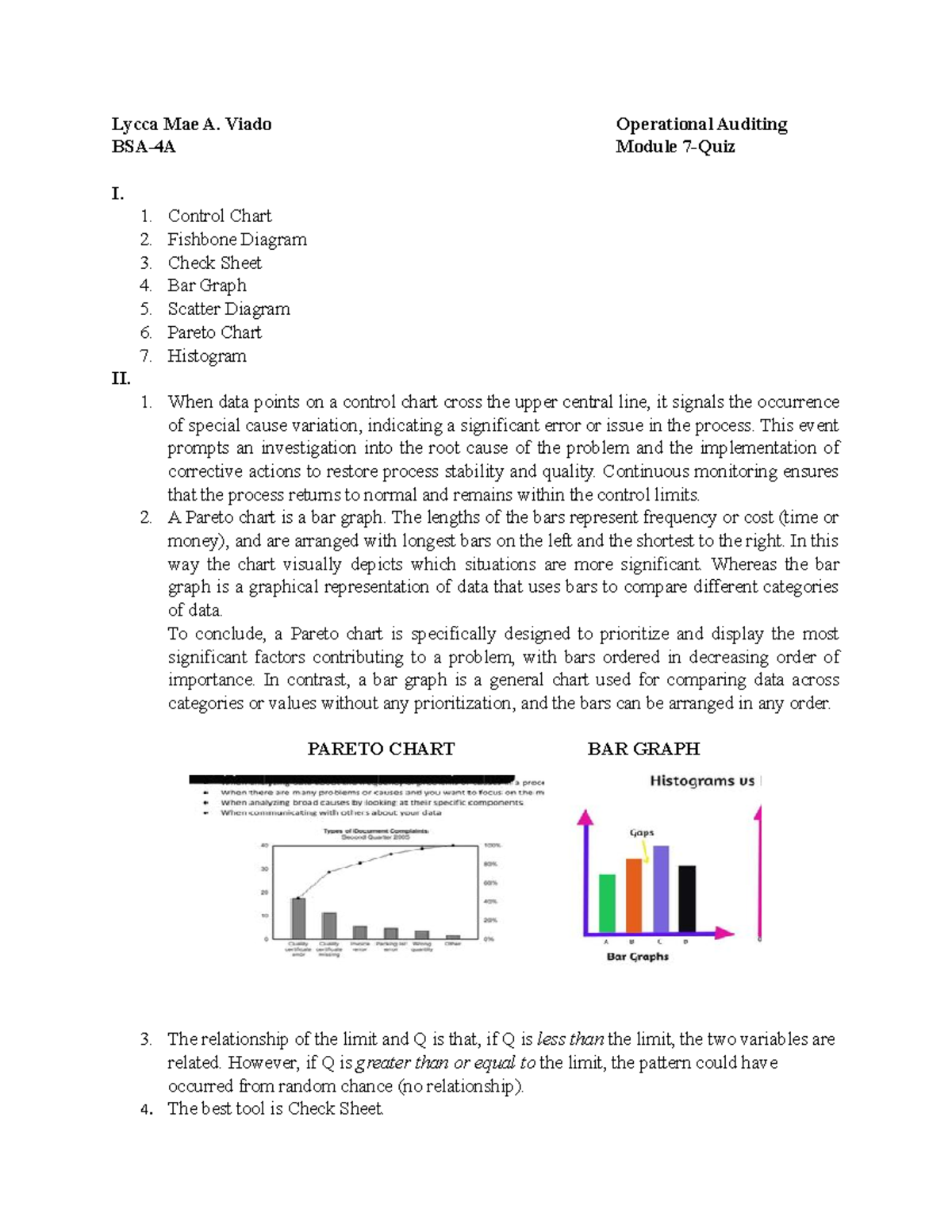 Lycca Mae Modulde 7 Quiz - Lycca Mae A. Viado Operational Auditing BSA ...