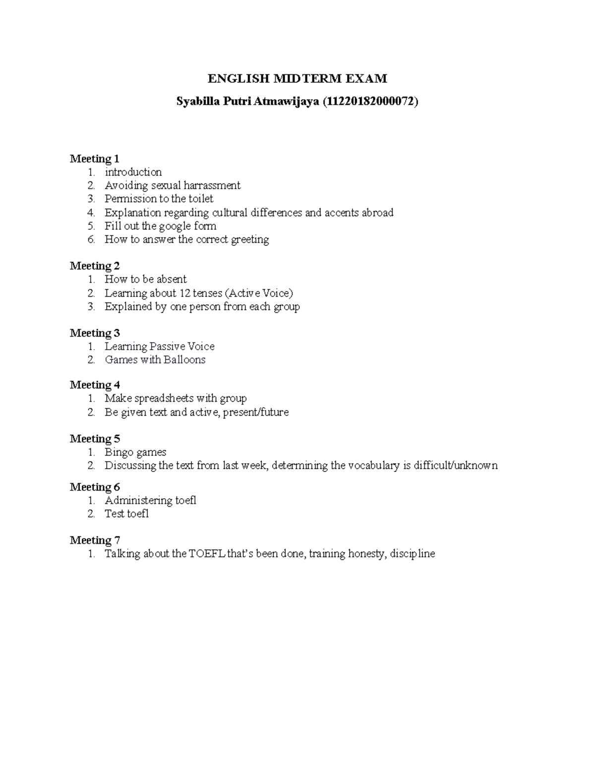 English Midterm EXAM Syabilla Putri Atmawijaya (72) - ENGLISH MIDTERM ...