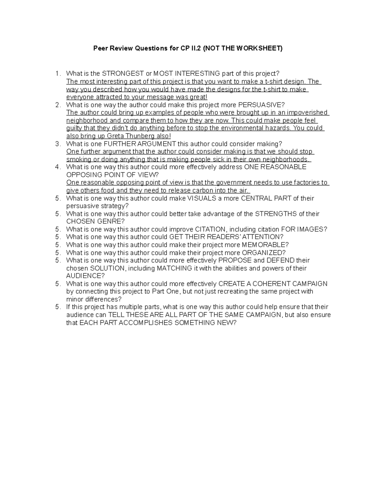 Composition and rhetoric peer review - Peer Review Questions for CP II ...