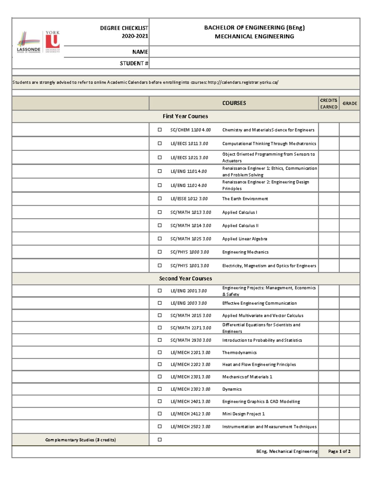 2020-2021-Degree-Checklist-BEng-Mechanical - DEGREE CHECKLIST 2020 ...