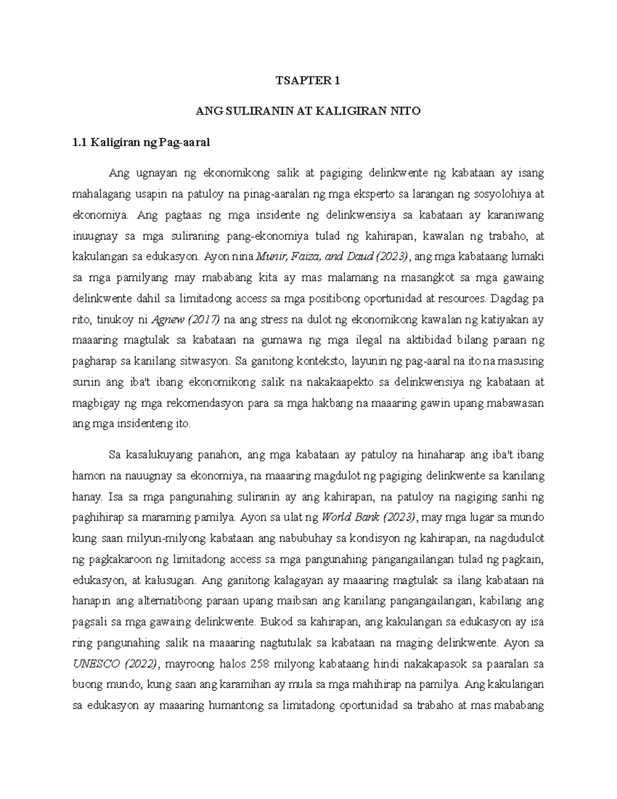 Tsapter-1 - nnjnj - TSAPTER 1 ANG SULIRANIN AT KALIGIRAN NITO 1 ...