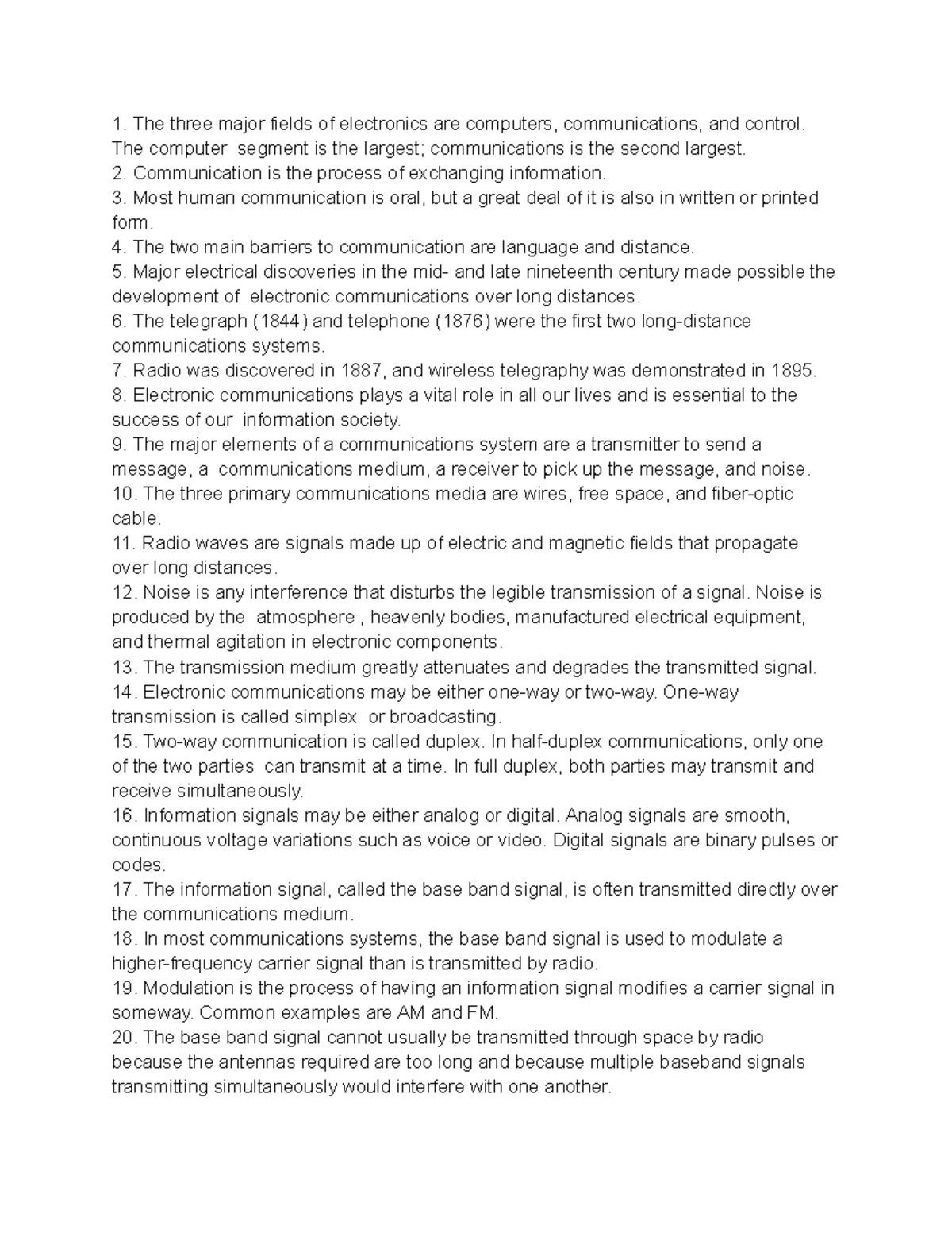 lecture communications - The three major fields of electronics are computers, communications ...