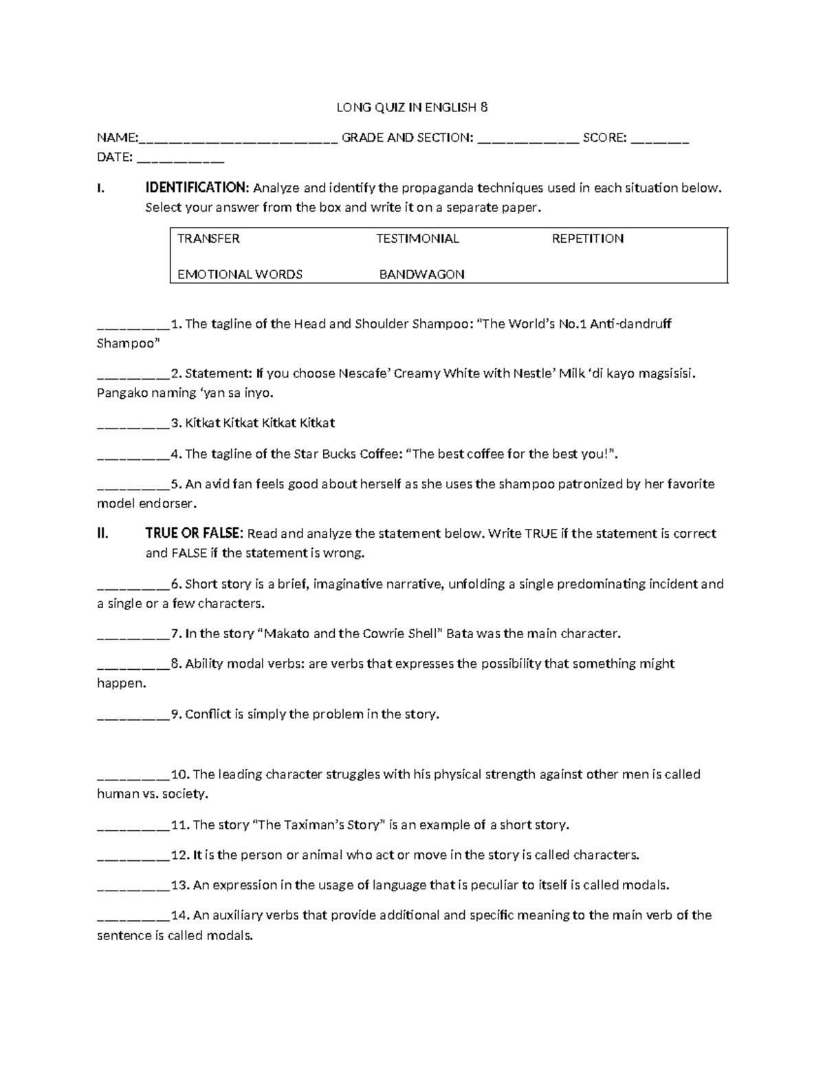 Edited LONG-QUIZ-IN- English-8 - LONG QUIZ IN ENGLISH 8 NAME ...