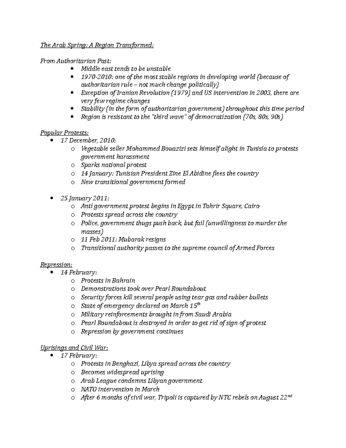 POLI 340 - Taught by Rex Brynen - The Arab Spring: A Region Transformed ...