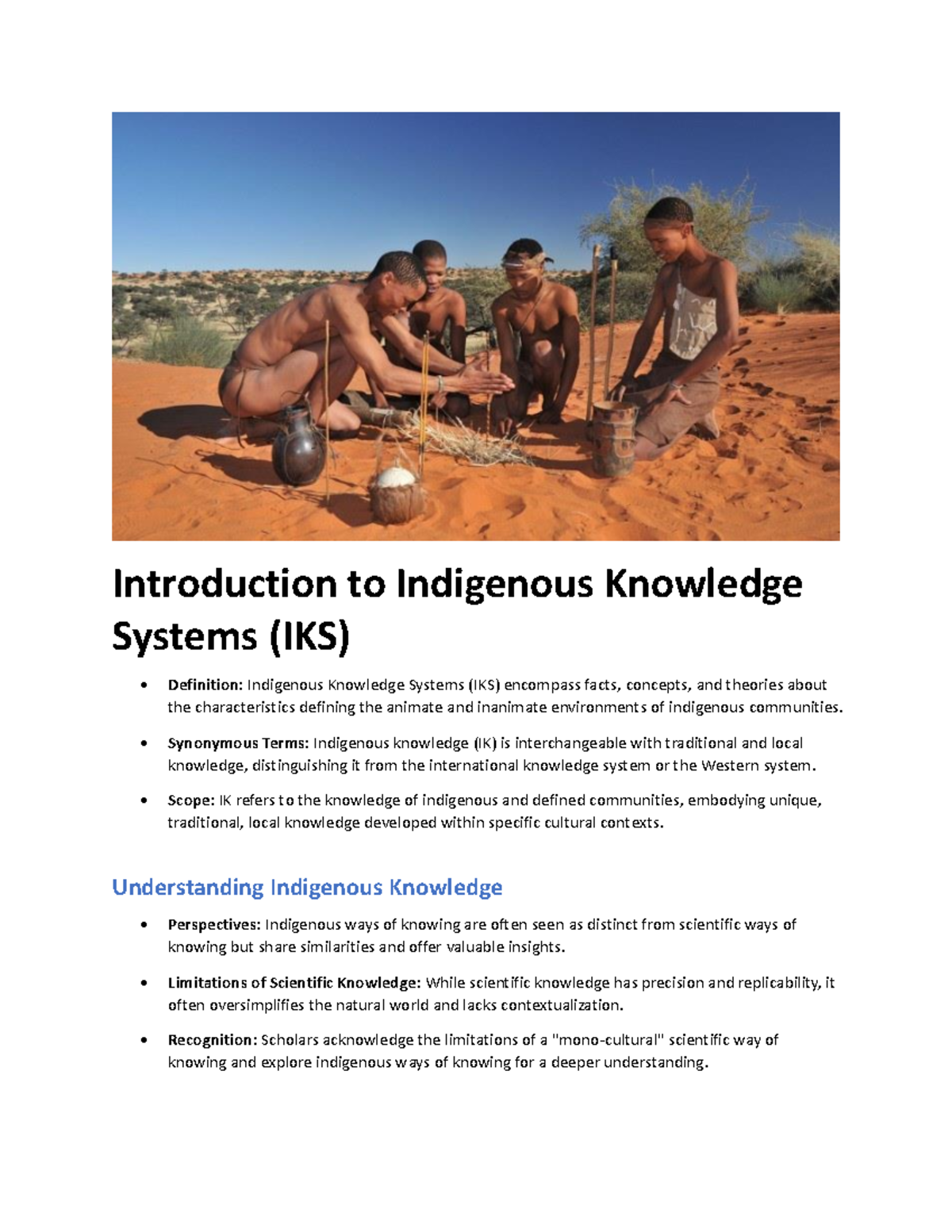 Lesson 1 Indigenous knowledge systems - Introduction to Indigenous Knowledge Systems (IKS ...