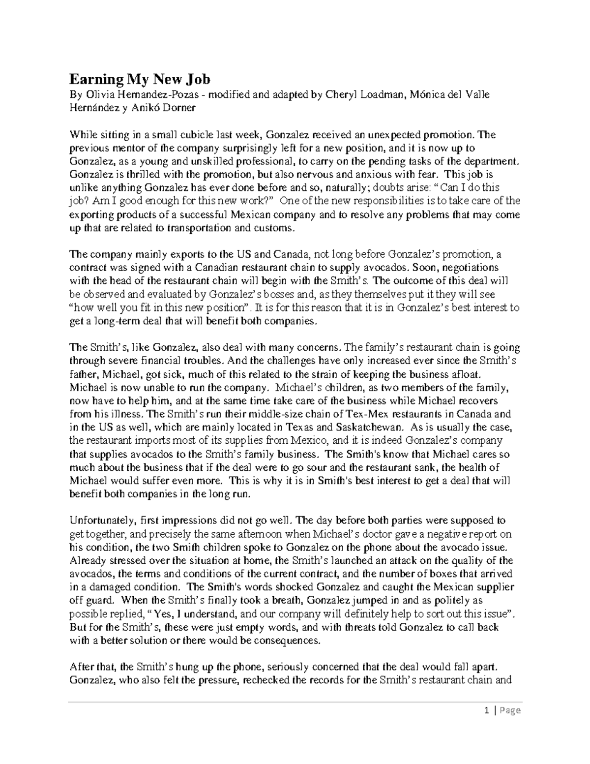 Earning my new job case study - 1 | Page Earning My New Job By Olivia ...