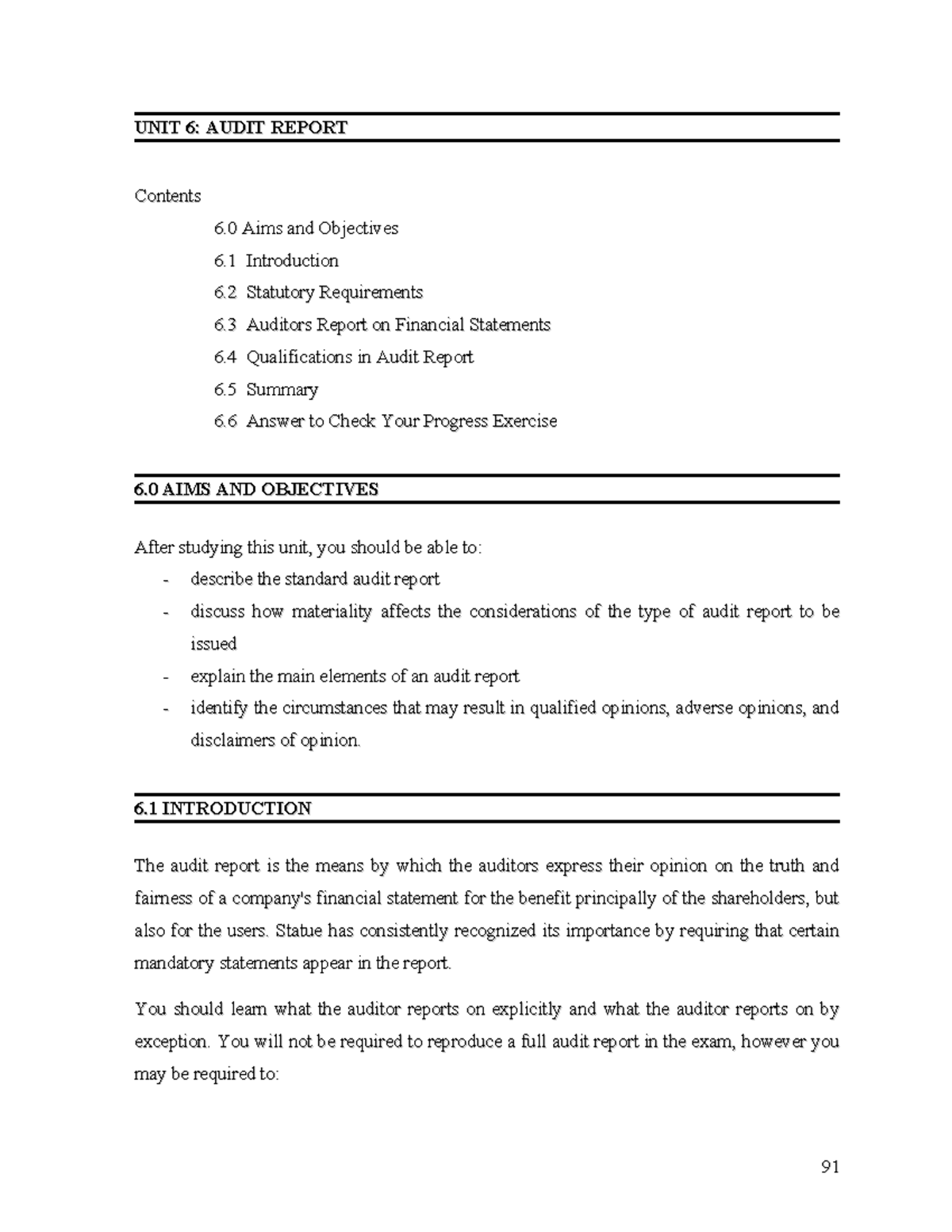 UNIT 6 - Auditing principle unit 6 - UNIT 6: AUDIT REPORTUNIT 6: AUDIT ...