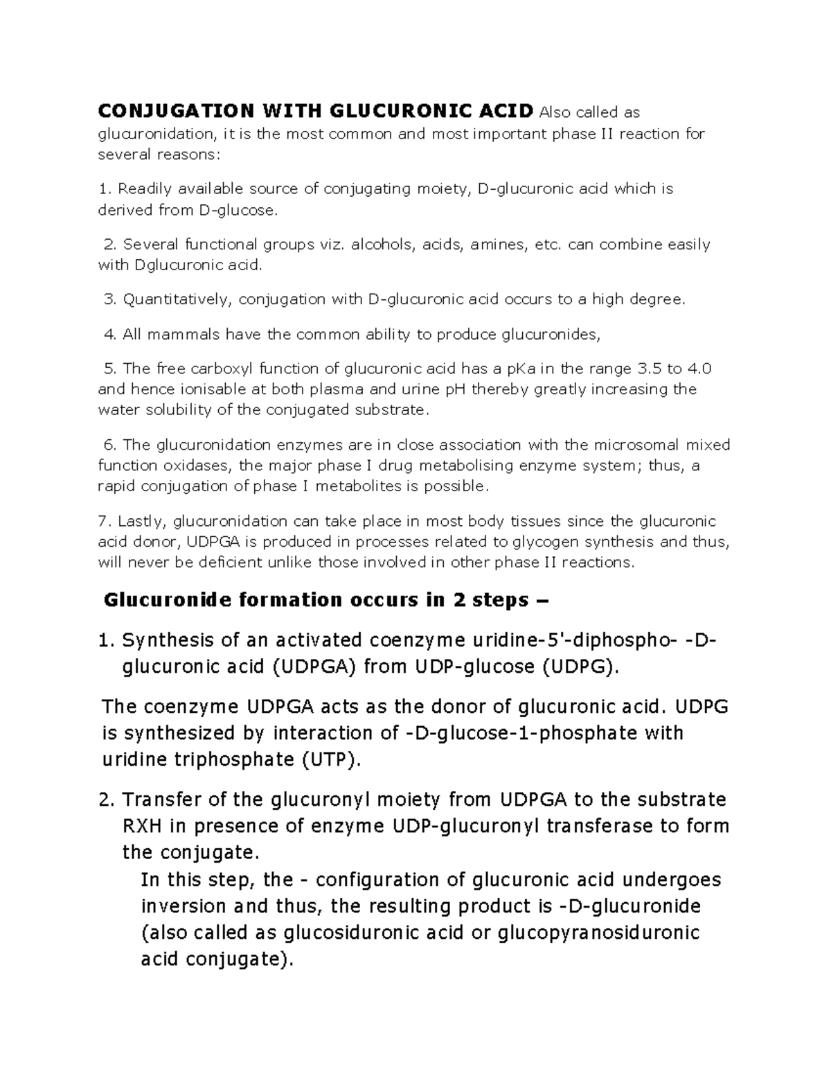 Conjugation WITH Glucuronic ACID - CONJUGATION WITH GLUCURONIC ACID ...