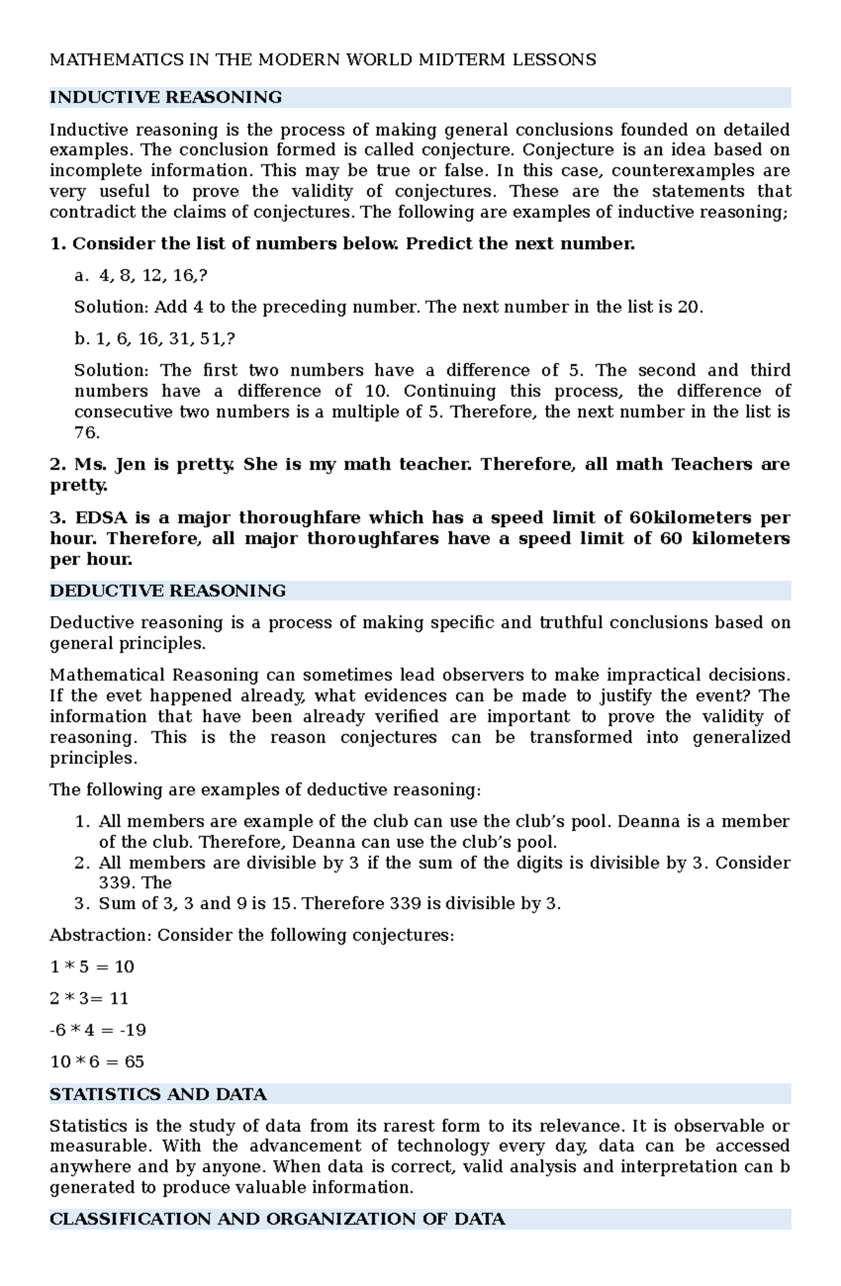 Mathematics IN THE Modern World Midterm Lessons - MATHEMATICS IN THE ...