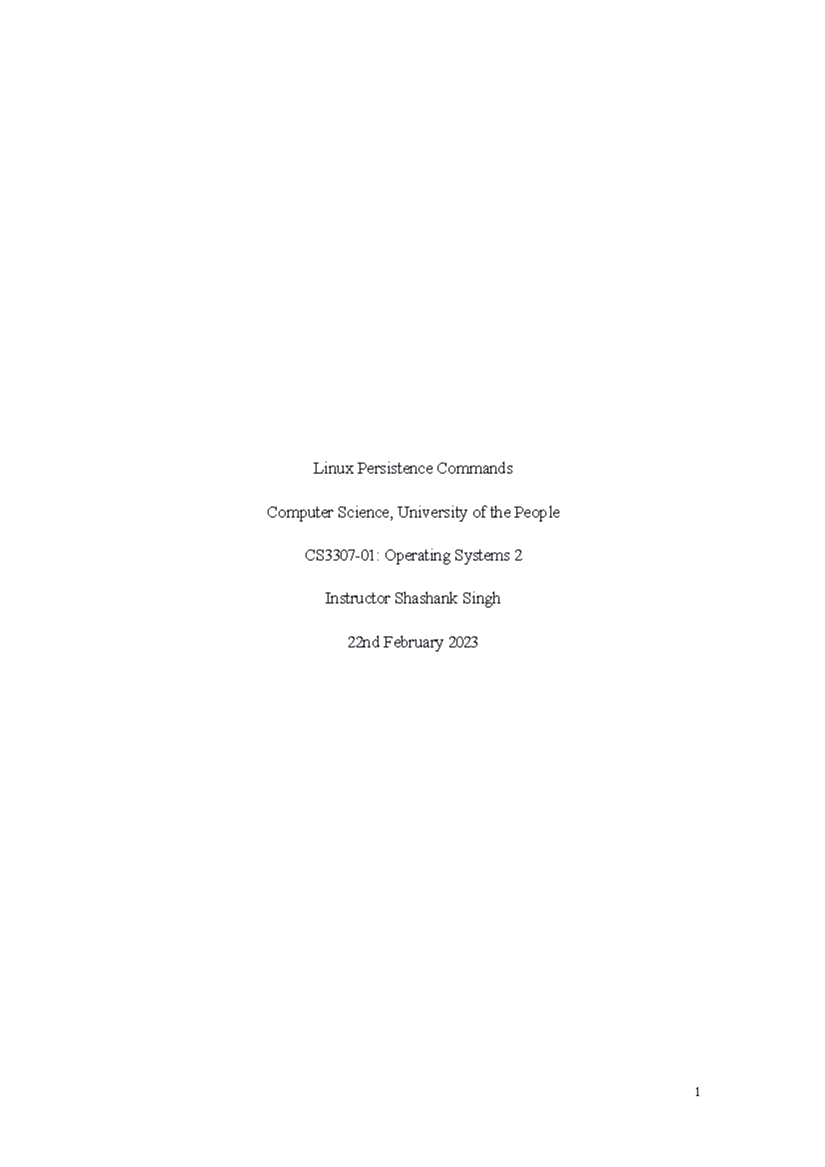 CS3307-01Programming Assignment Unit 4Linux Persistence - Linux Persistence Commands Computer ...