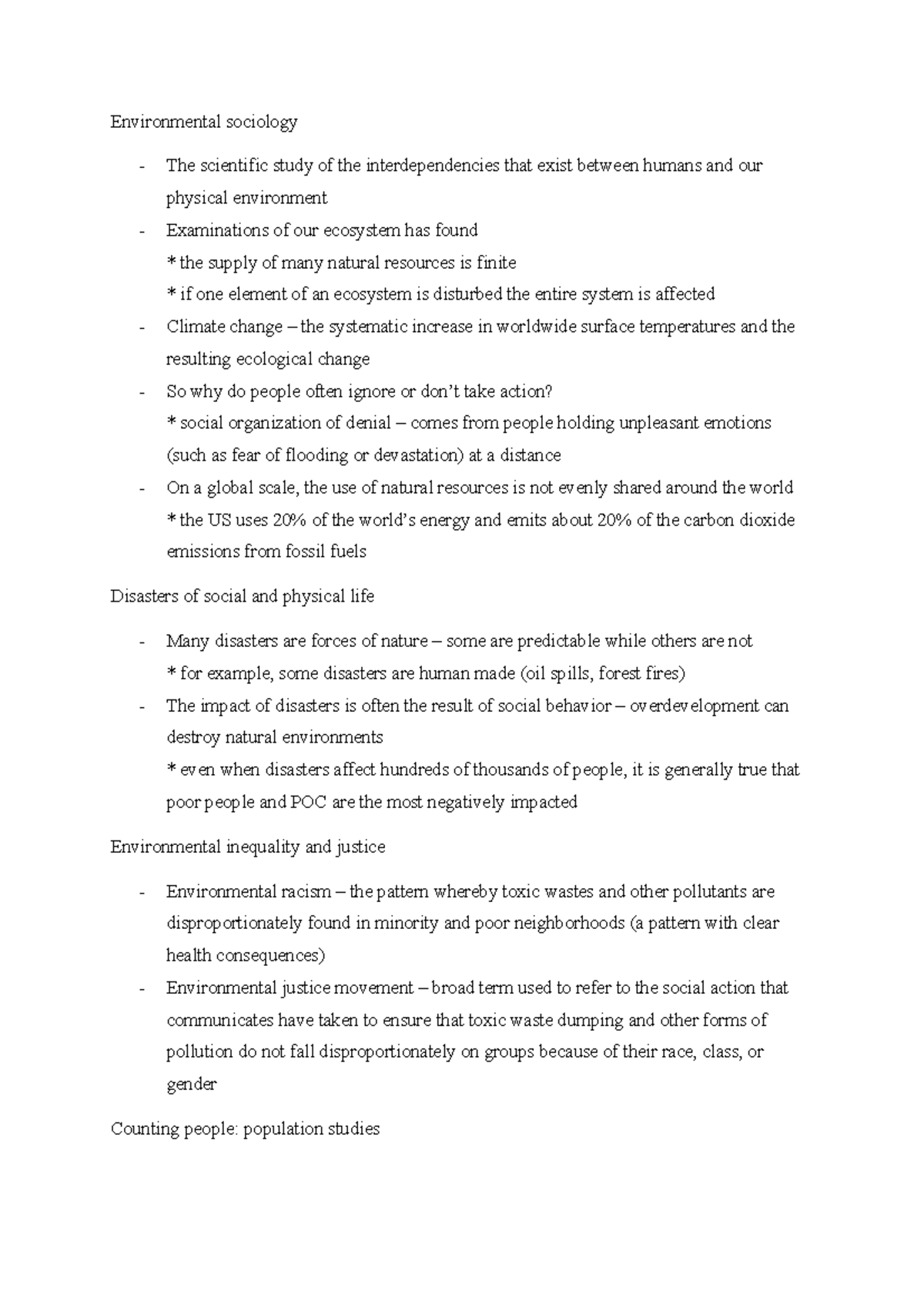 Chapter 16 lecture notes - Environmental sociology The scientific study ...