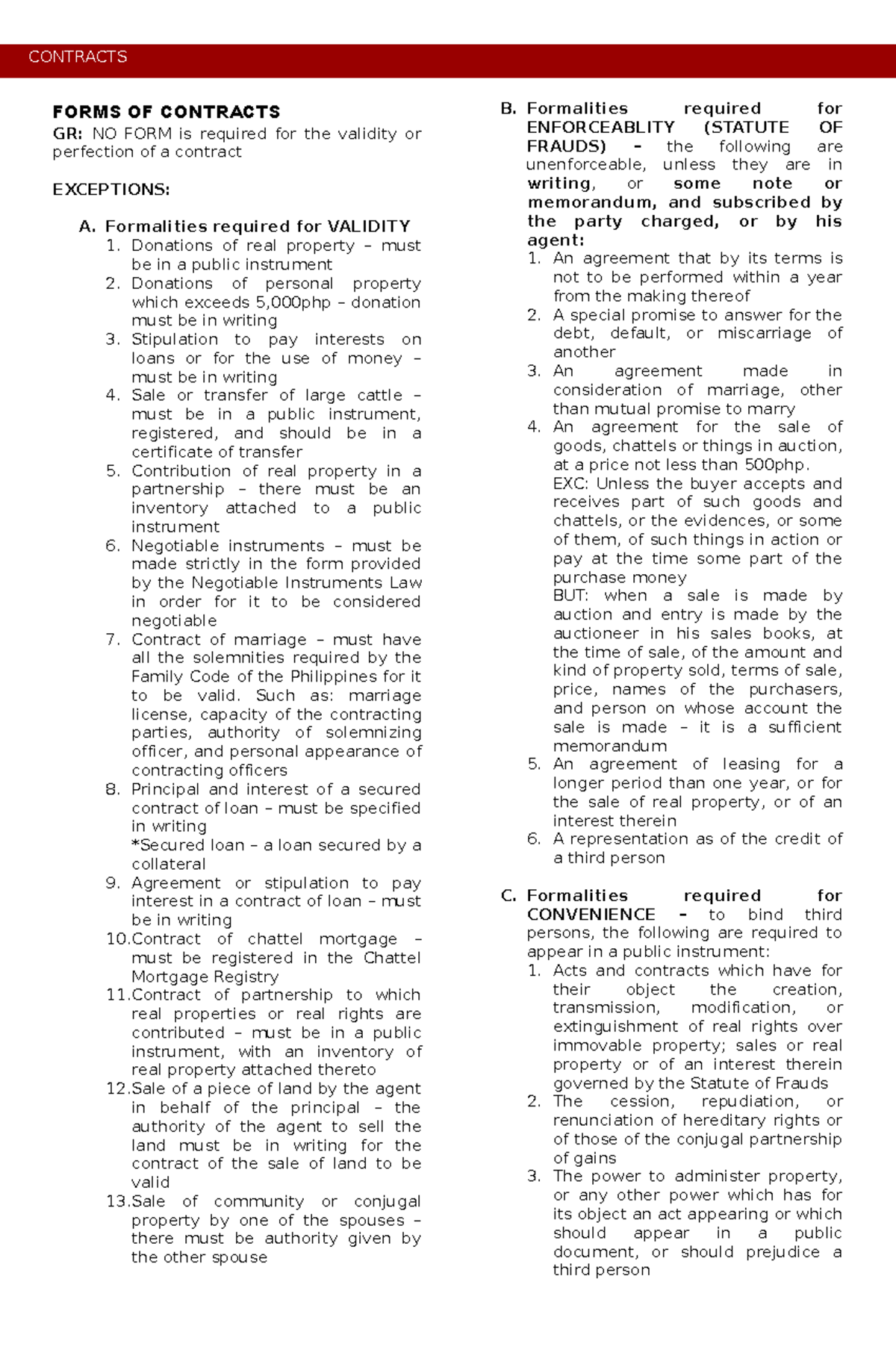 4.-Forms-and-Reformation - FORMS OF CONTRACTS GR: NO FORM is required for the validity or ...