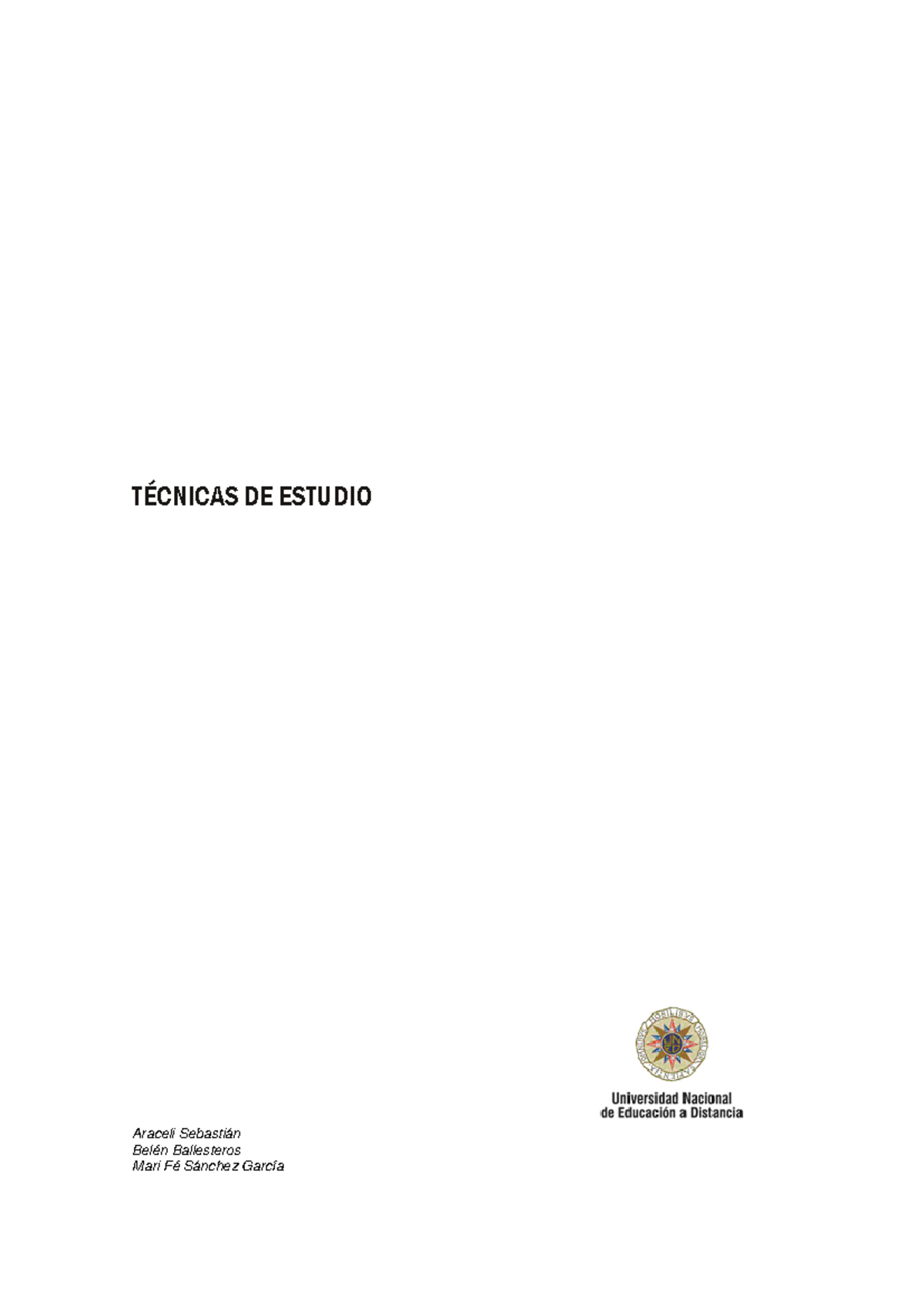 Tecnicas de estudio libro - Araceli Sebastián Belén Ballesteros Mari Fé ...