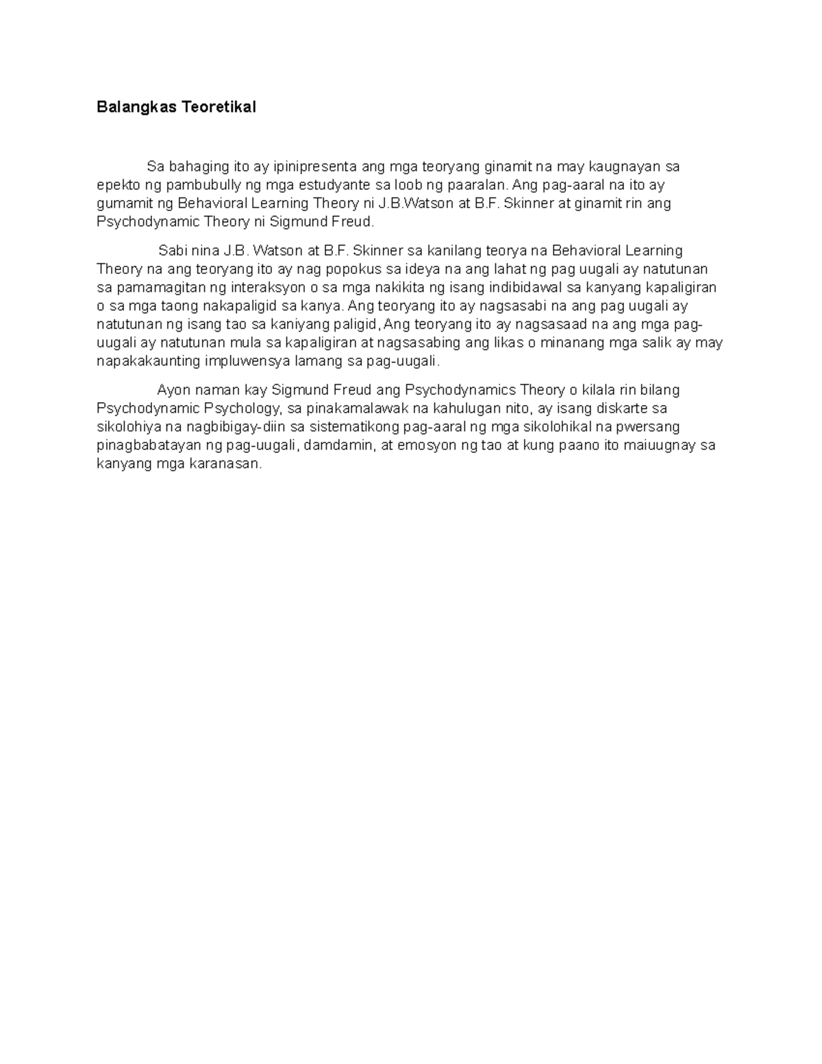 Balangkas-Teoretikal - Balangkas Teoretikal Sa bahaging ito ay ...