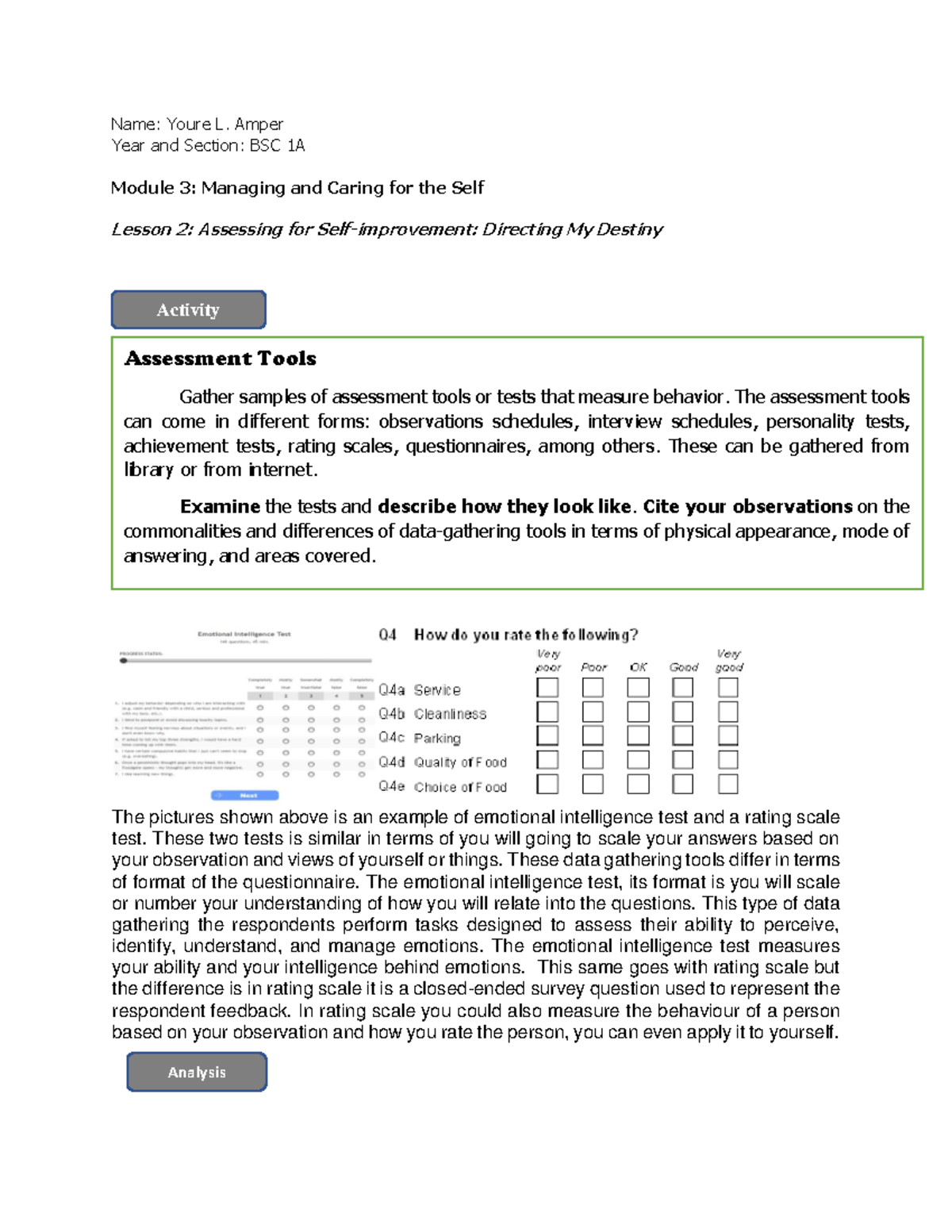 GE1 Module 3 Lesson 2 Activity - Name: Youre L. Amper Year and Section ...