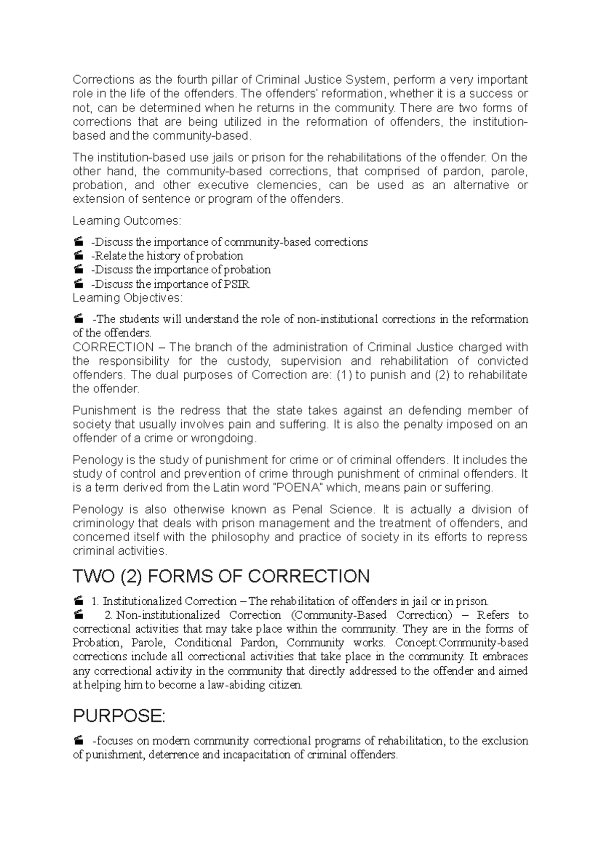 NON- Institutional Correction - Corrections as the fourth pillar of ...