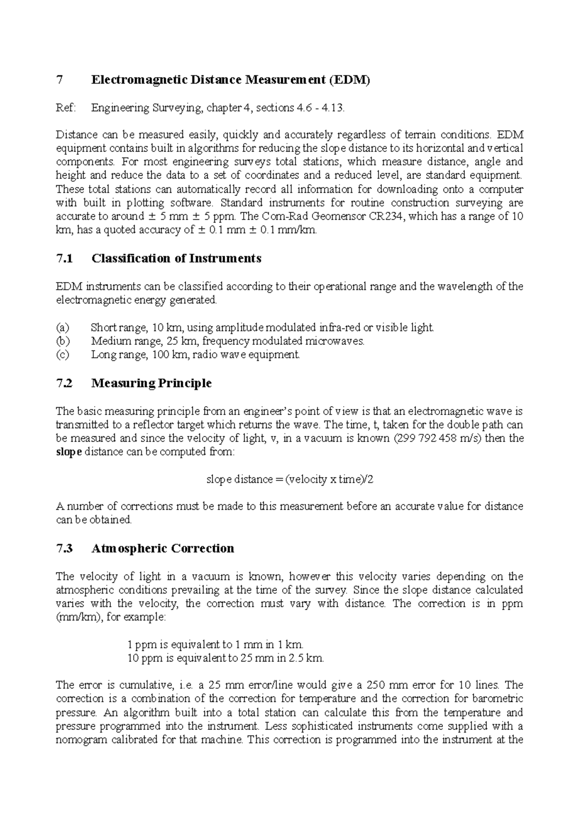 Lect7a EDM Handout - Electronic Distance Meter - 7 Electromagnetic ...