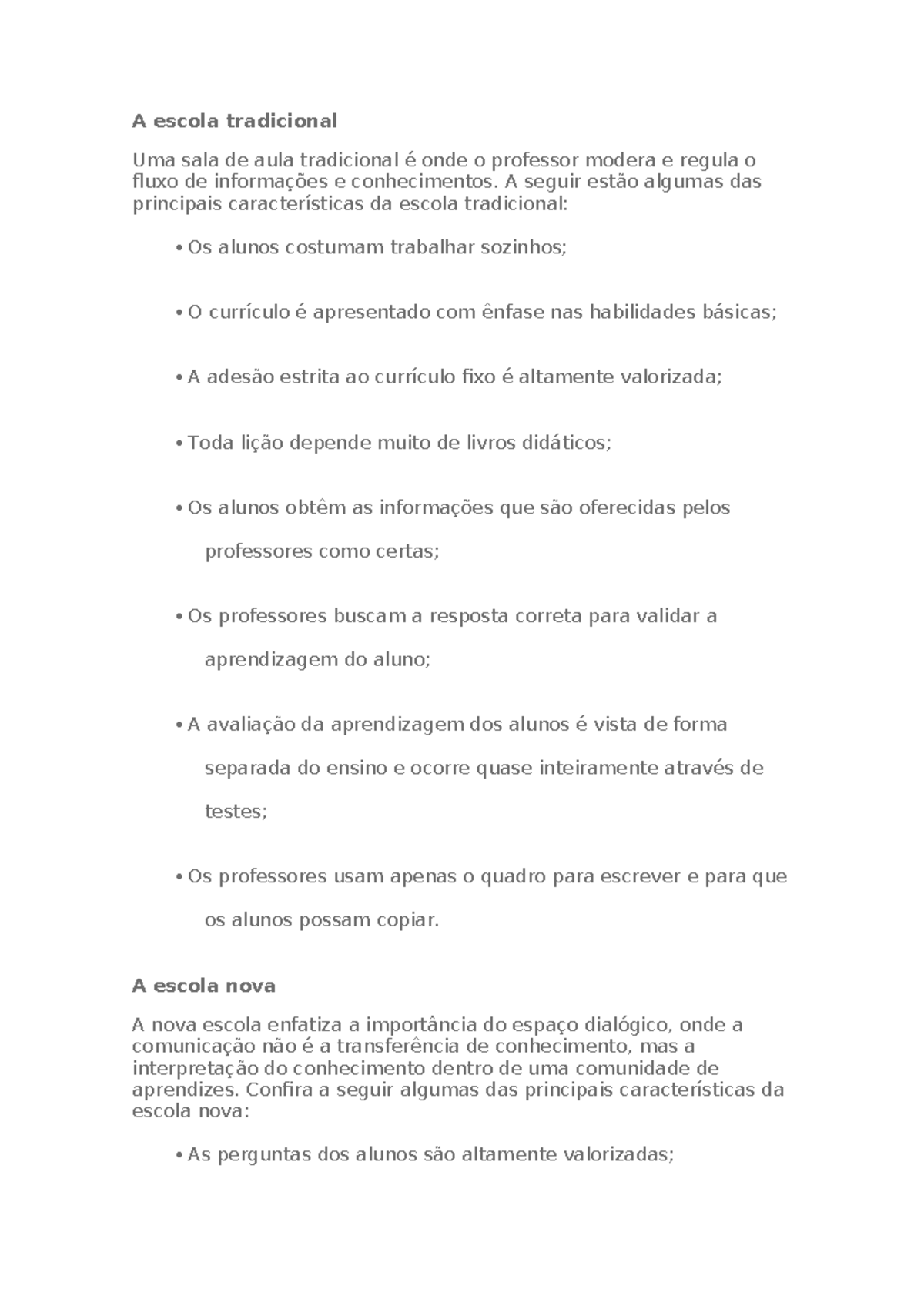 A escola tradicional - AV1 - A escola tradicional Uma sala de aula ...