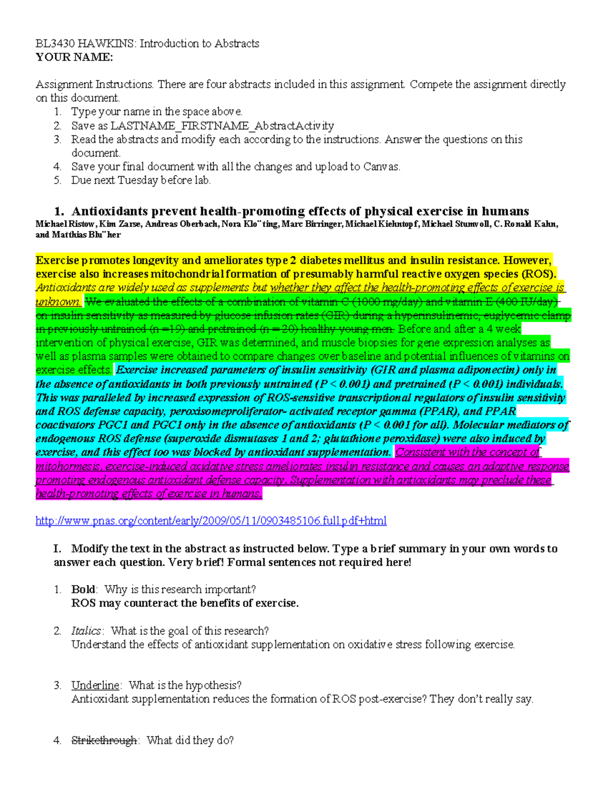 Abstract Analysis Activity F21 Key - BL3430 HAWKINS: Introduction to ...
