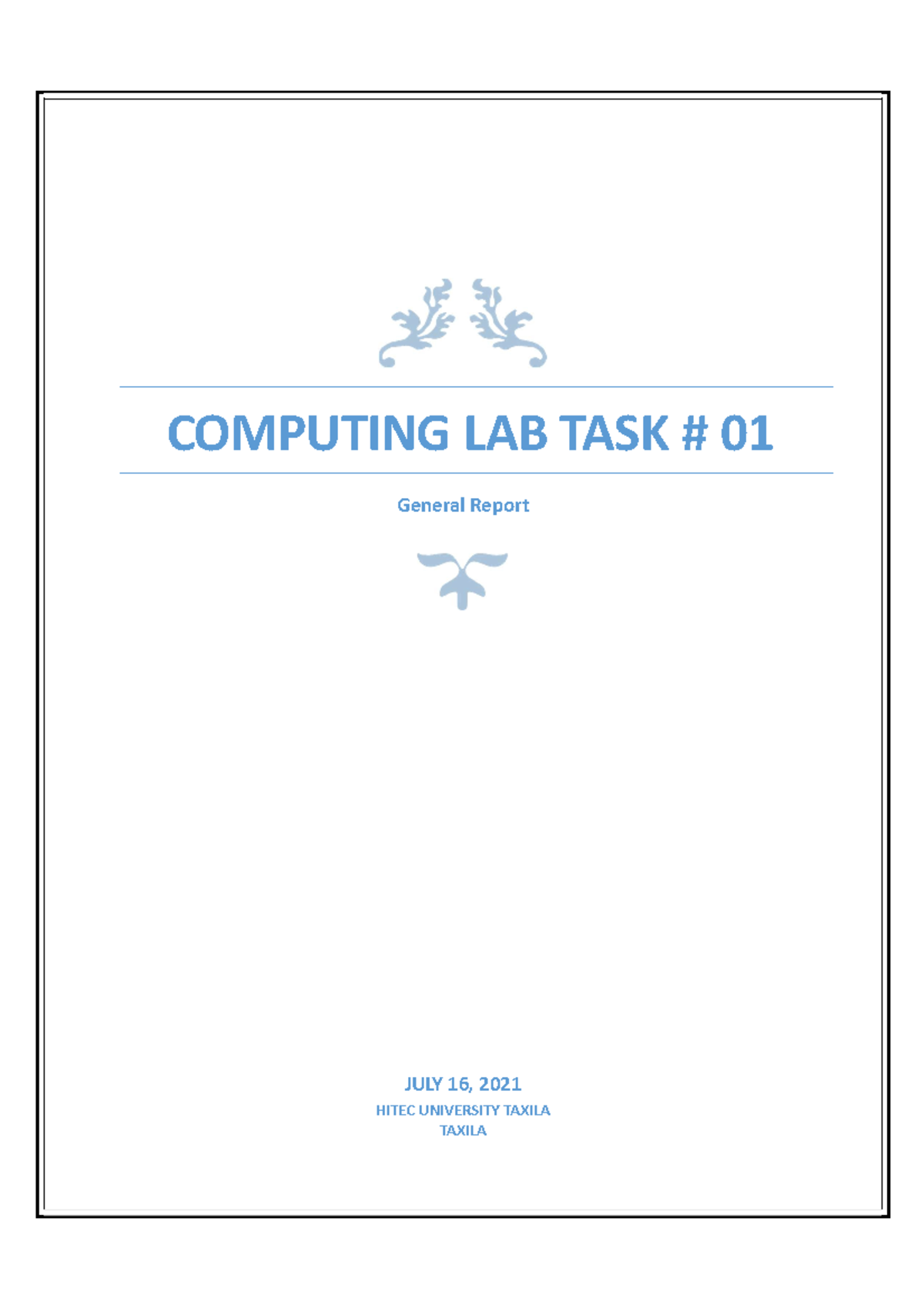 18-ME-082 Lab Report no 04 W - COMPUTING LAB TASK 01 General Report ...