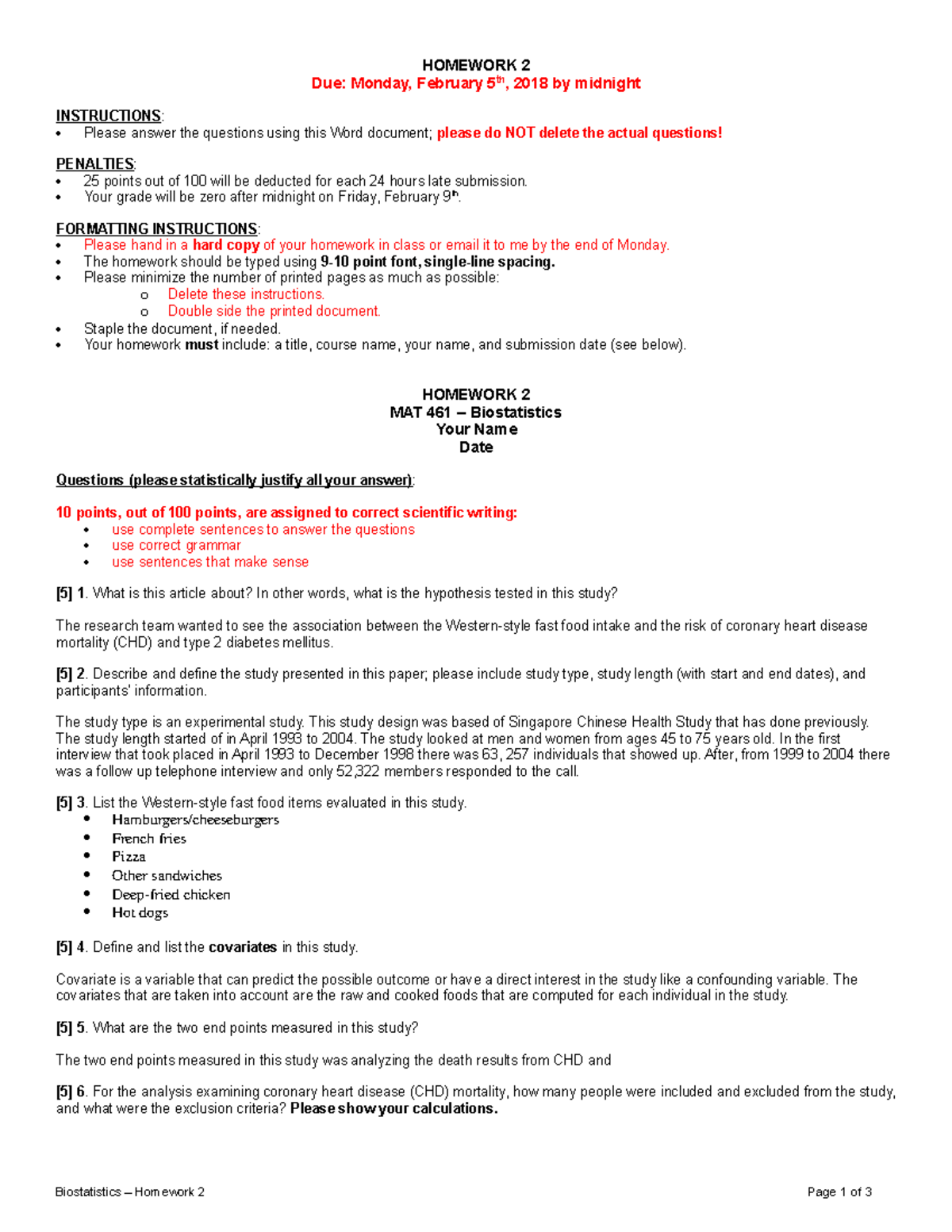 Homework 2-Spring 2018 - HOMEWORK 2 Due: Monday, February 5th, 2018 by ...