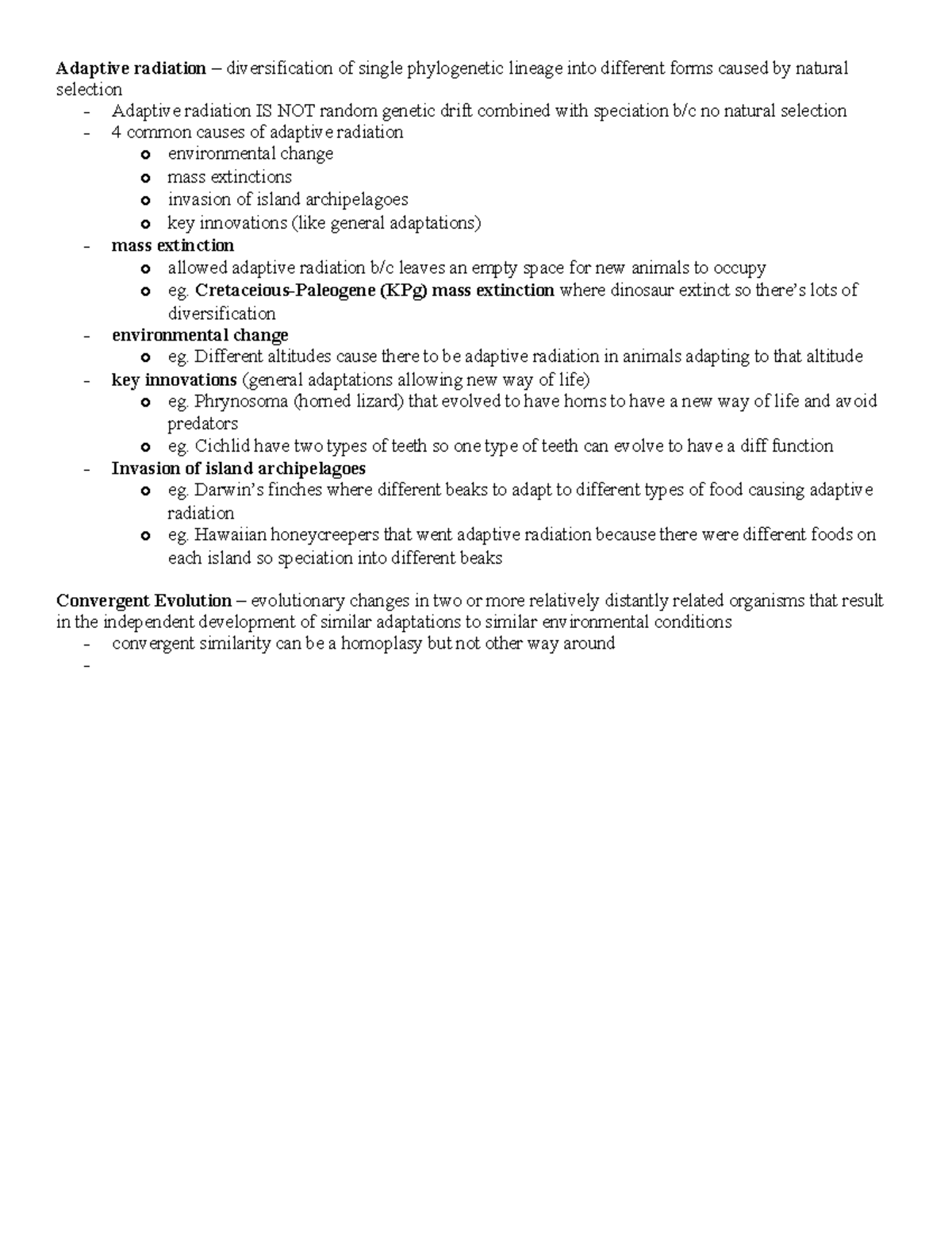 Lec 19 - Adaptive Radiation Convergent Evolution - Adaptive radiation ...