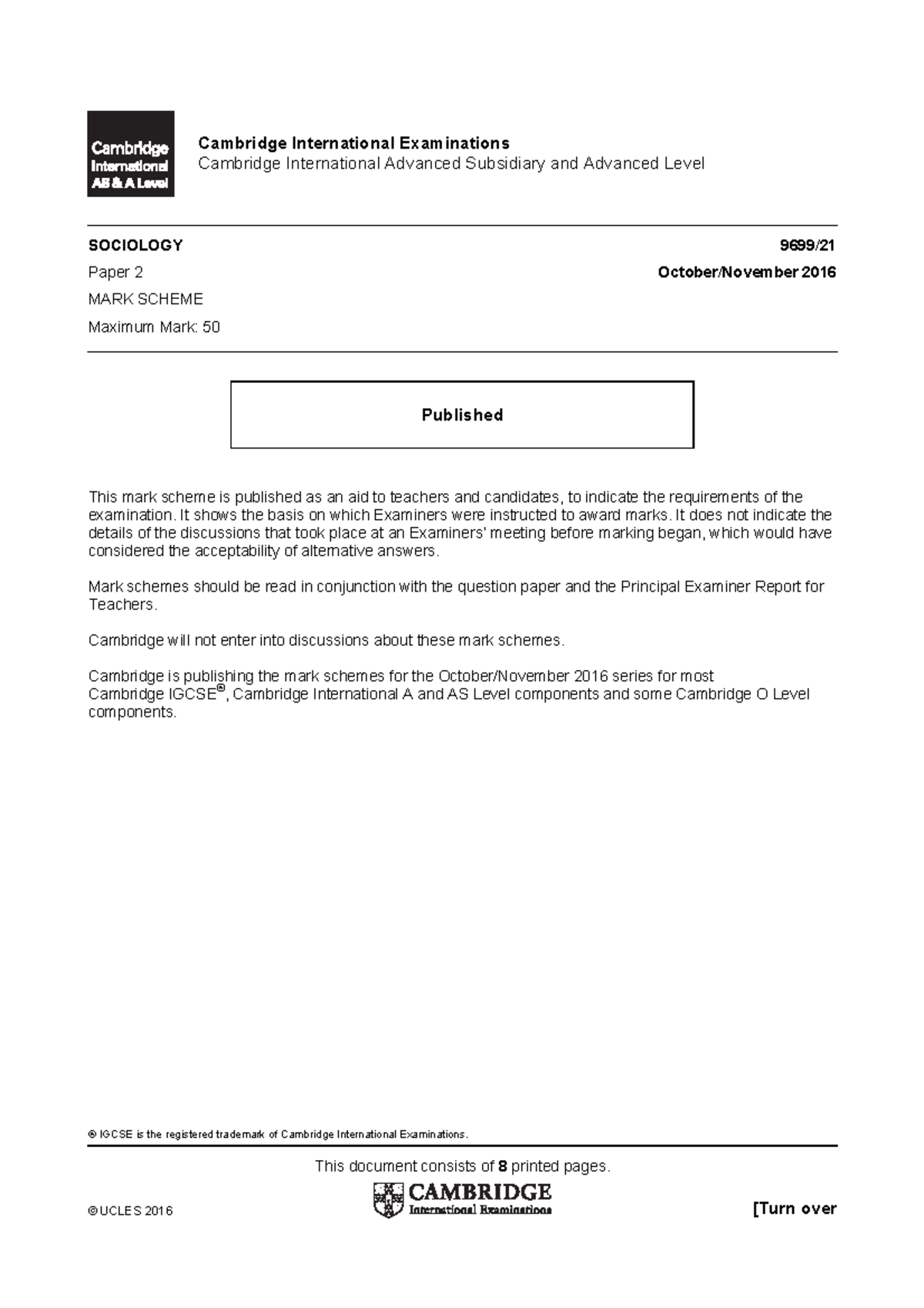 9699 w16 ms 21 - revision - ® IGCSE is the registered trademark of ...