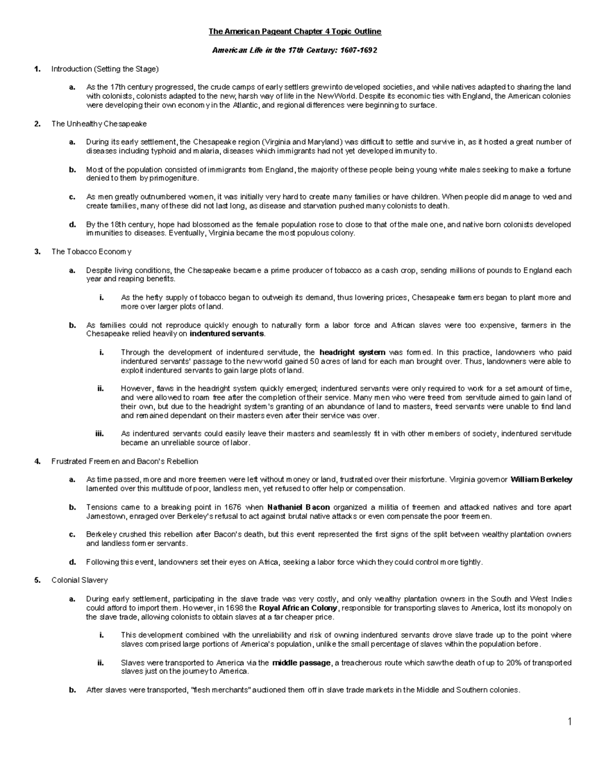 Apush Chapter 4 Topic Outline - The American Pageant Chapter 4 Topic ...