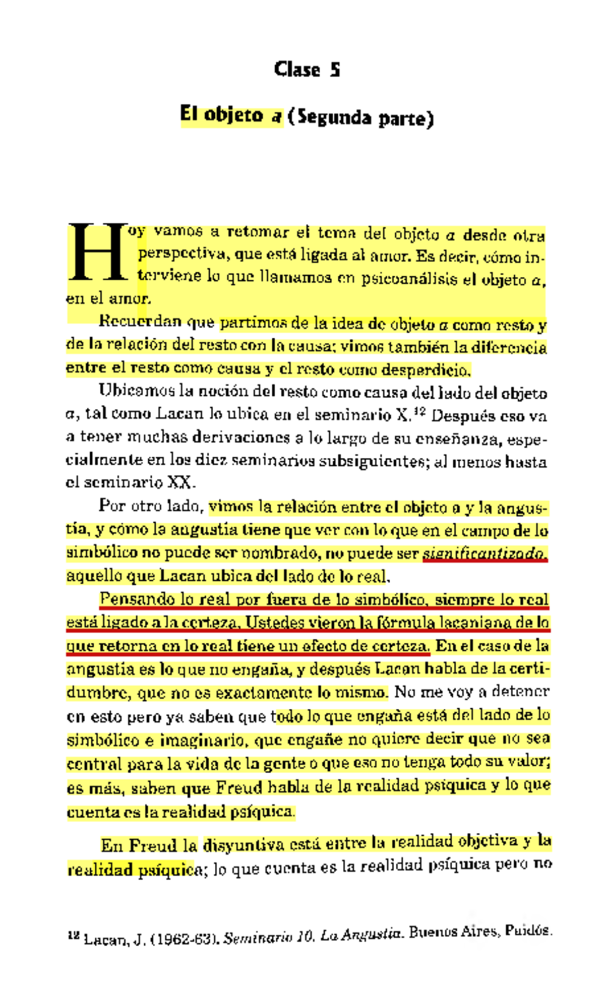 Clase 5 - El objeto a (segunda parte) - Clase 5 El objeto a (Segunda ...
