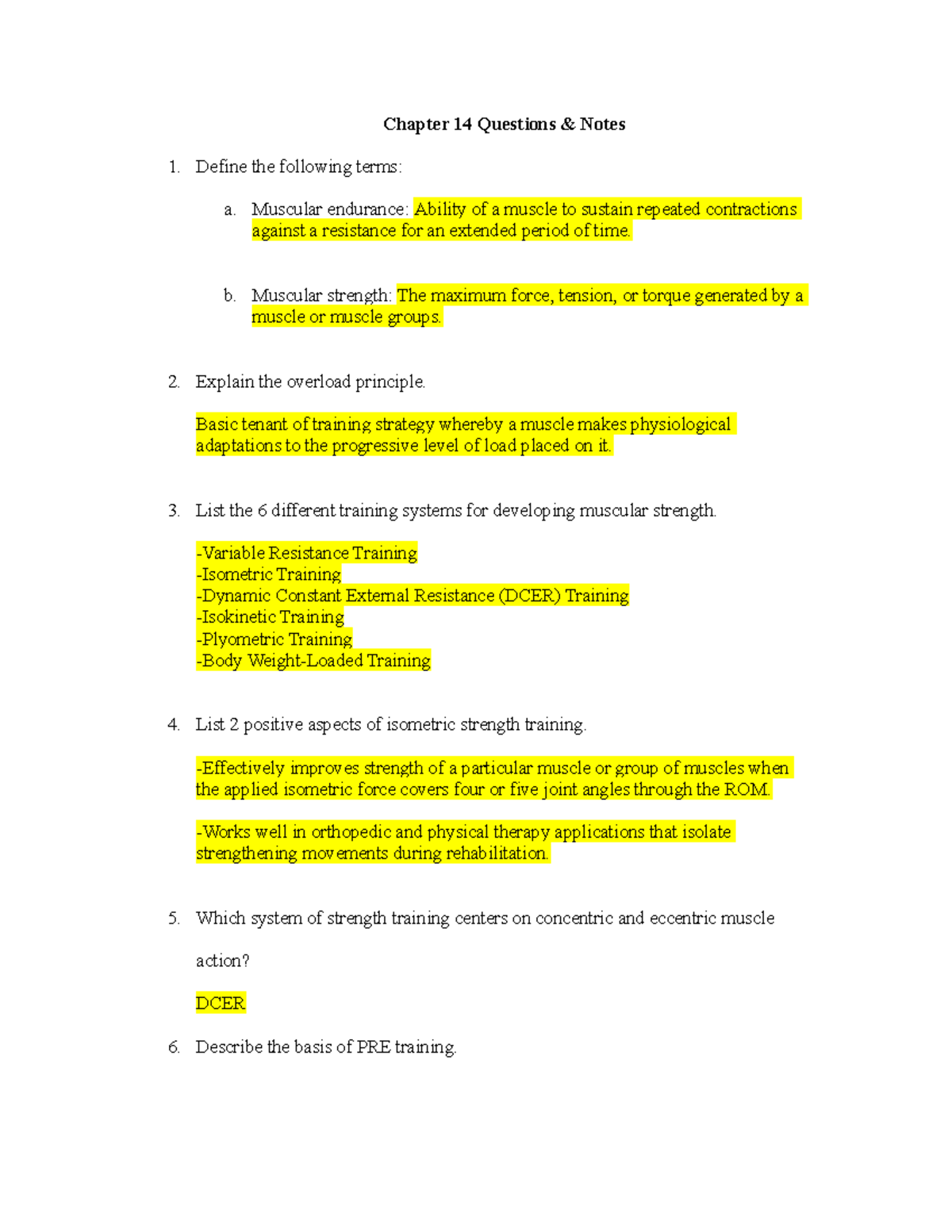 Chapter 14 Questions and Notes - Chapter 14 Questions & Notes Define ...
