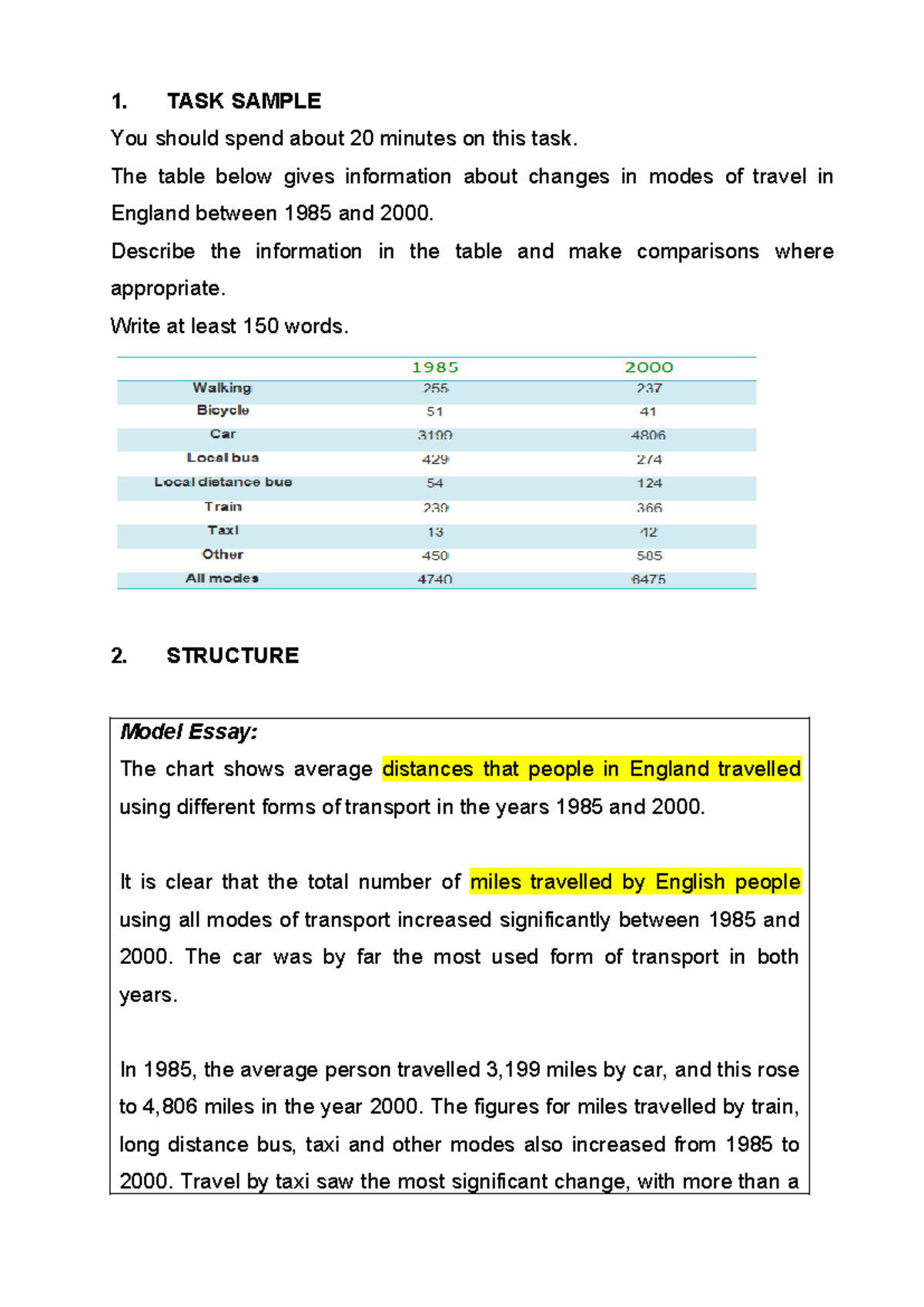 Analyse structure of task 1 essay - Lesson 19 - 6-7 - 1. TASK SAMPLE ...