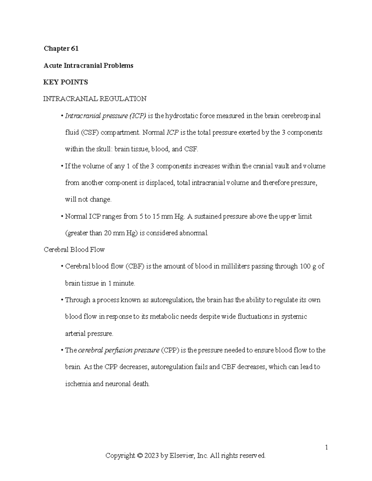 Chapter 061 - Chapter 61 Acute Intracranial Problems KEY POINTS ...
