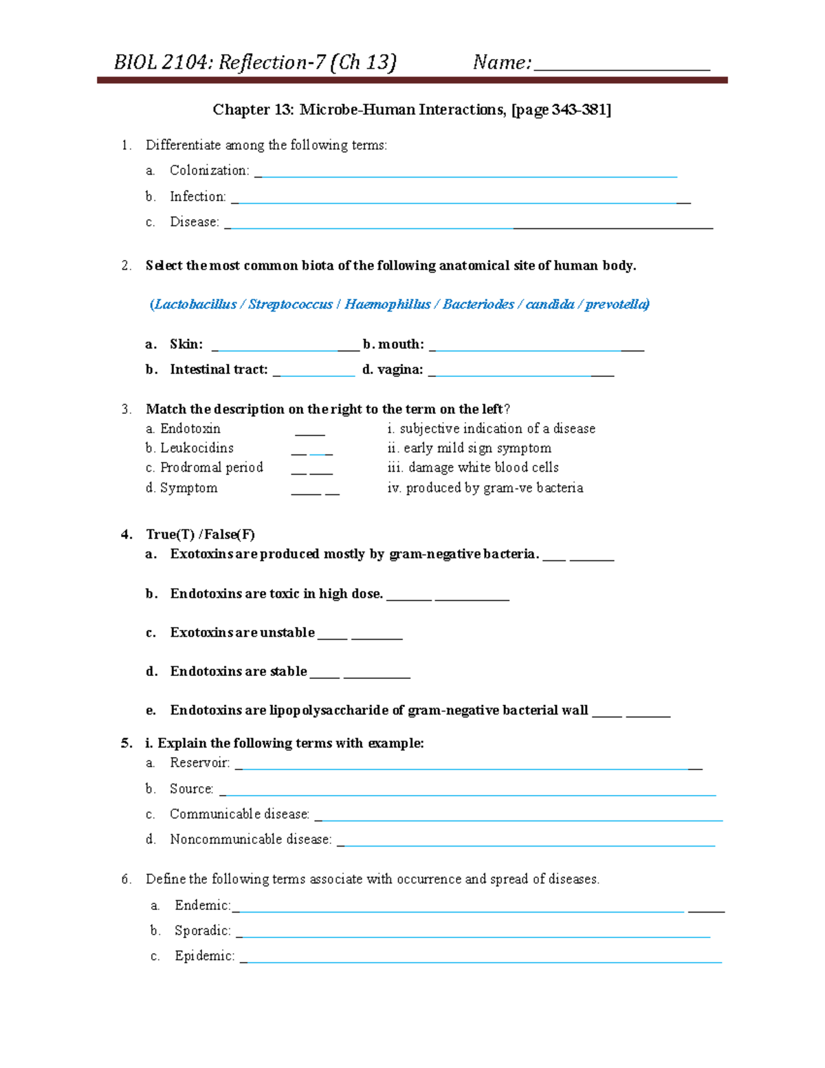 2104 Reflection-7(Ch 13) F'20 copy - BIOL 2104: Reflection-7 (Ch 13 ...