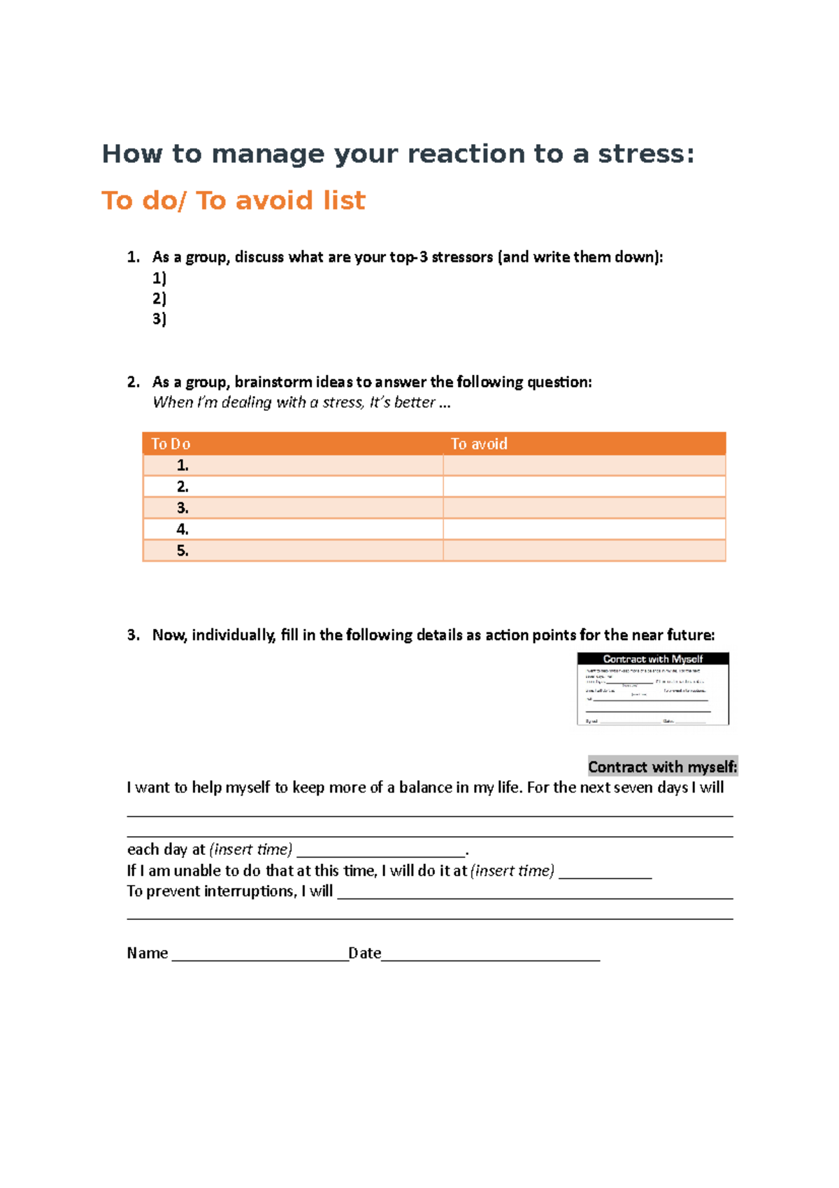 Activity 3 Managing Stress Worksheet OLET1115 - How to manage your ...