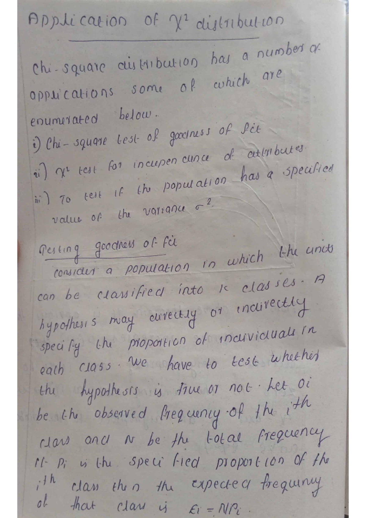 Application of Chi-Square distribution - Statistics - Studocu