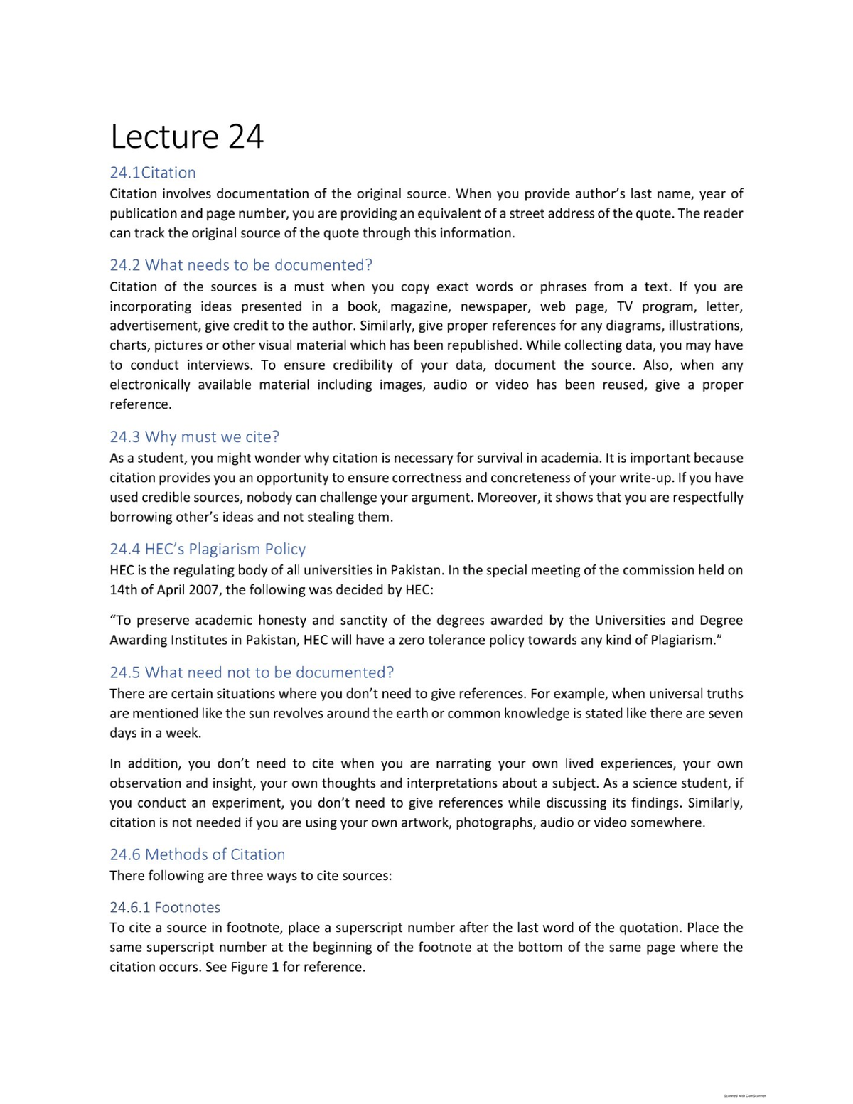 Handouts Lecture 24[Citation] - Report Writing Skills - Studocu