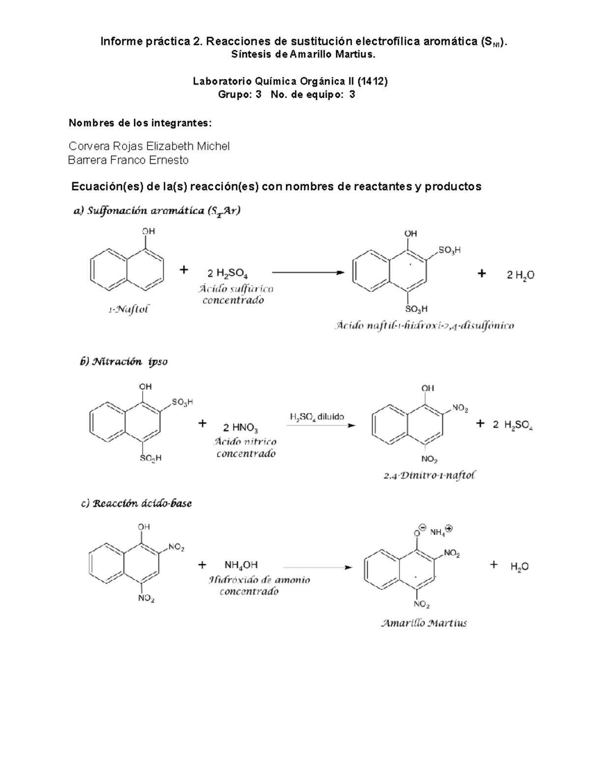 Informe de Practica 2 - Informe práctica 2. Reacciones de sustitución ...
