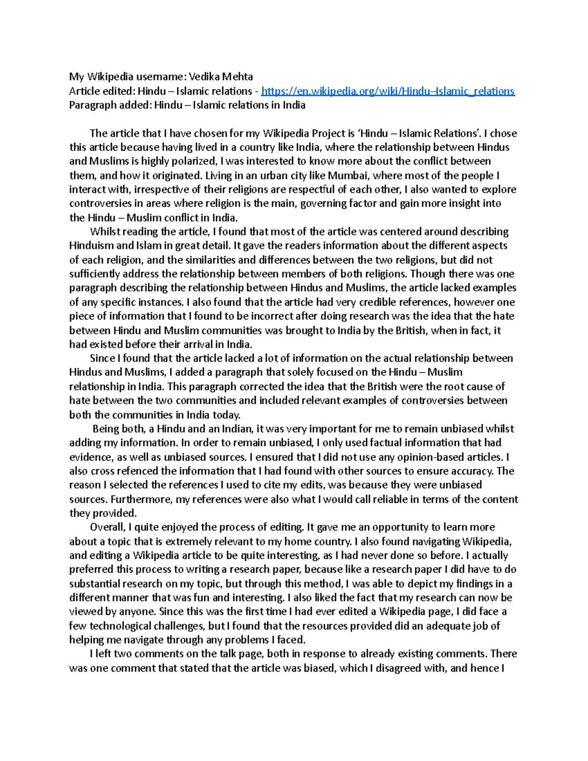 Wikipedia Essay - Professor Sam Cherribi - My Wikipedia username ...