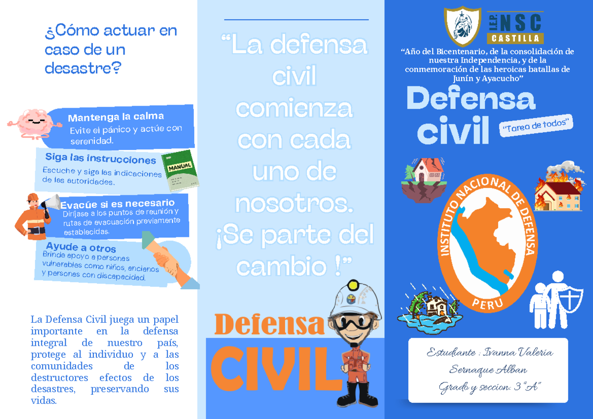 Triptico Defensa Civil - ####### Ayude a otros “La defensa civil ...