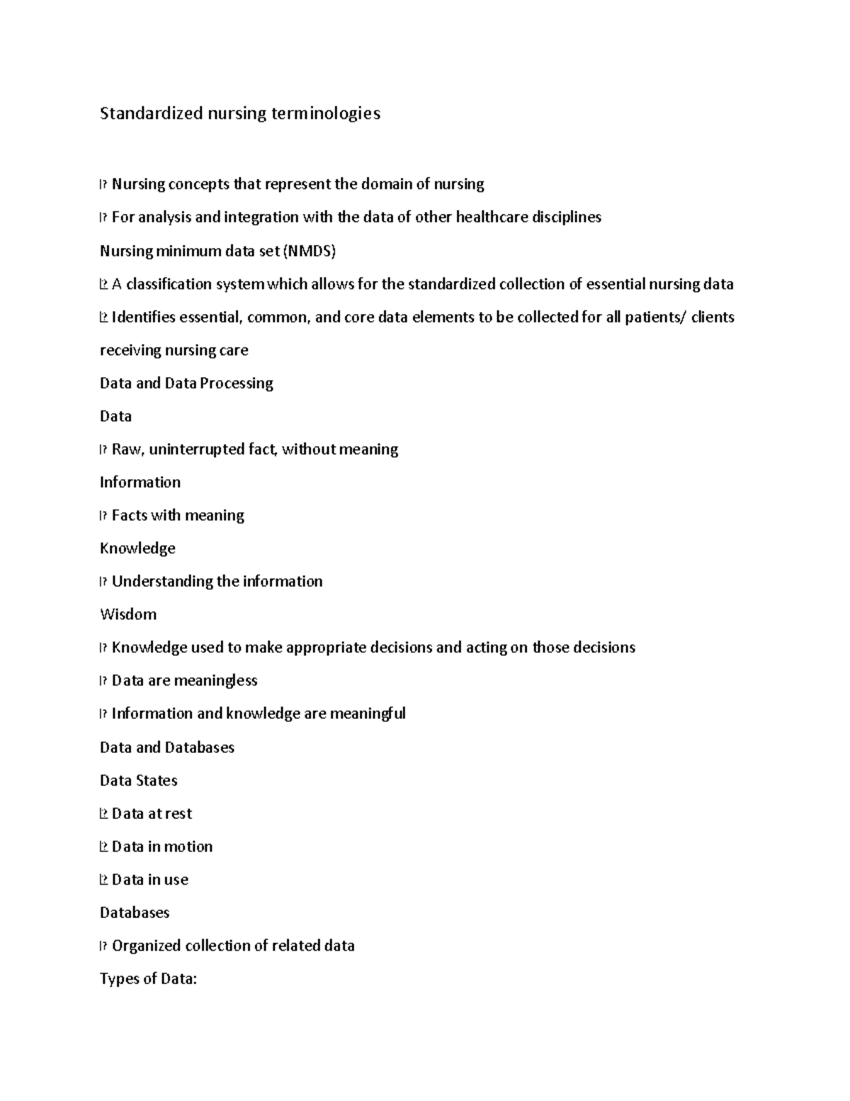 Nursing notes 3 - Standardized nursing terminologies Nursing concepts ...